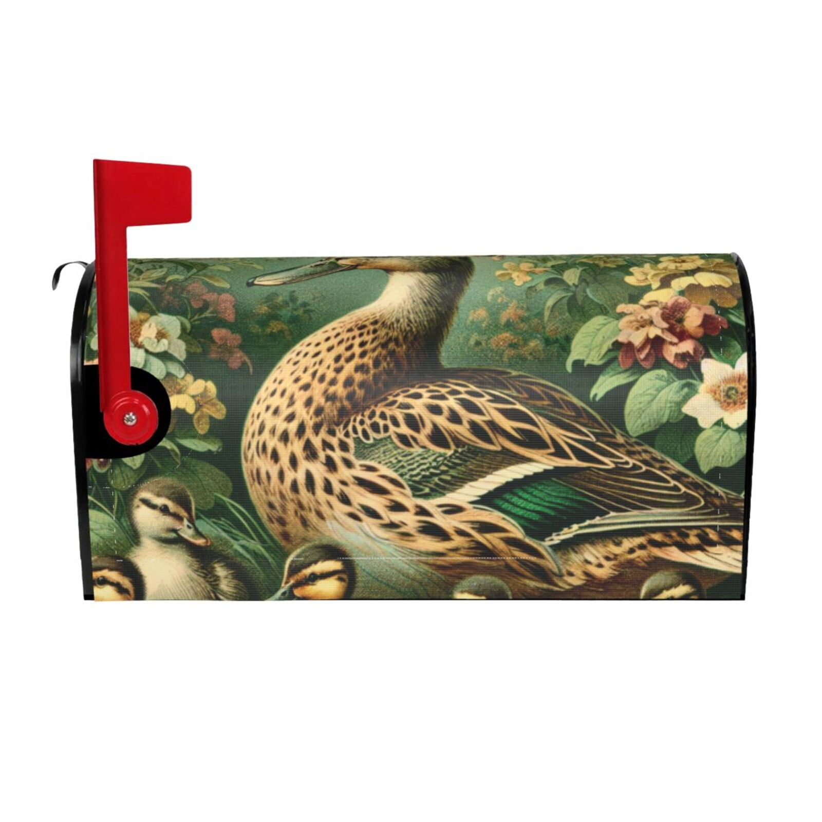 Jgfou Mallard Duck And Flowers Mailbox Covers Magnetic Mailbox Wraps ...