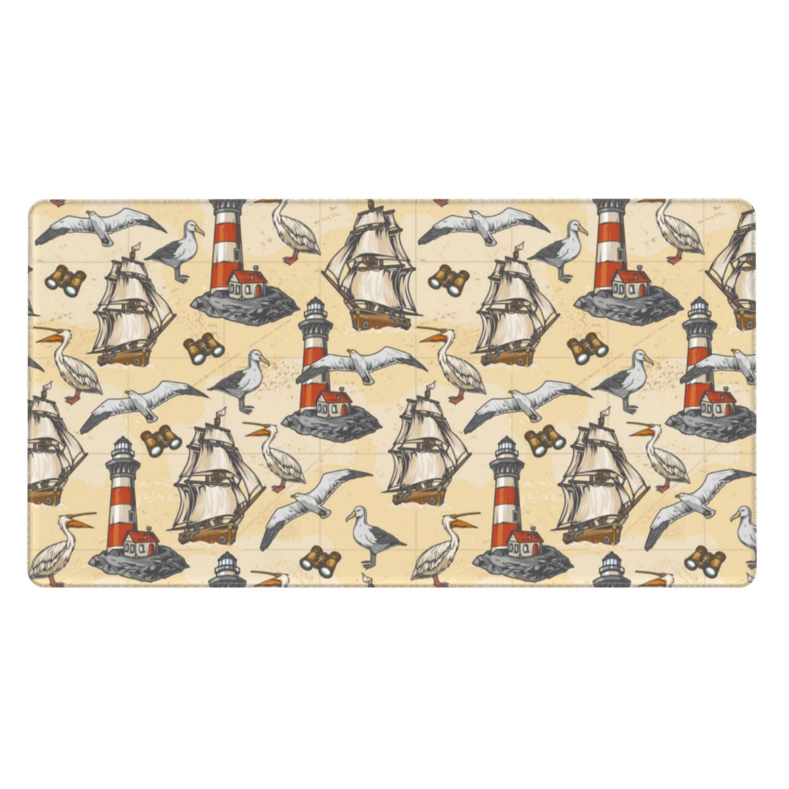Jgfou Marine Birds And Coastal Lighthouse Style Large Gaming Mouse Pad ...