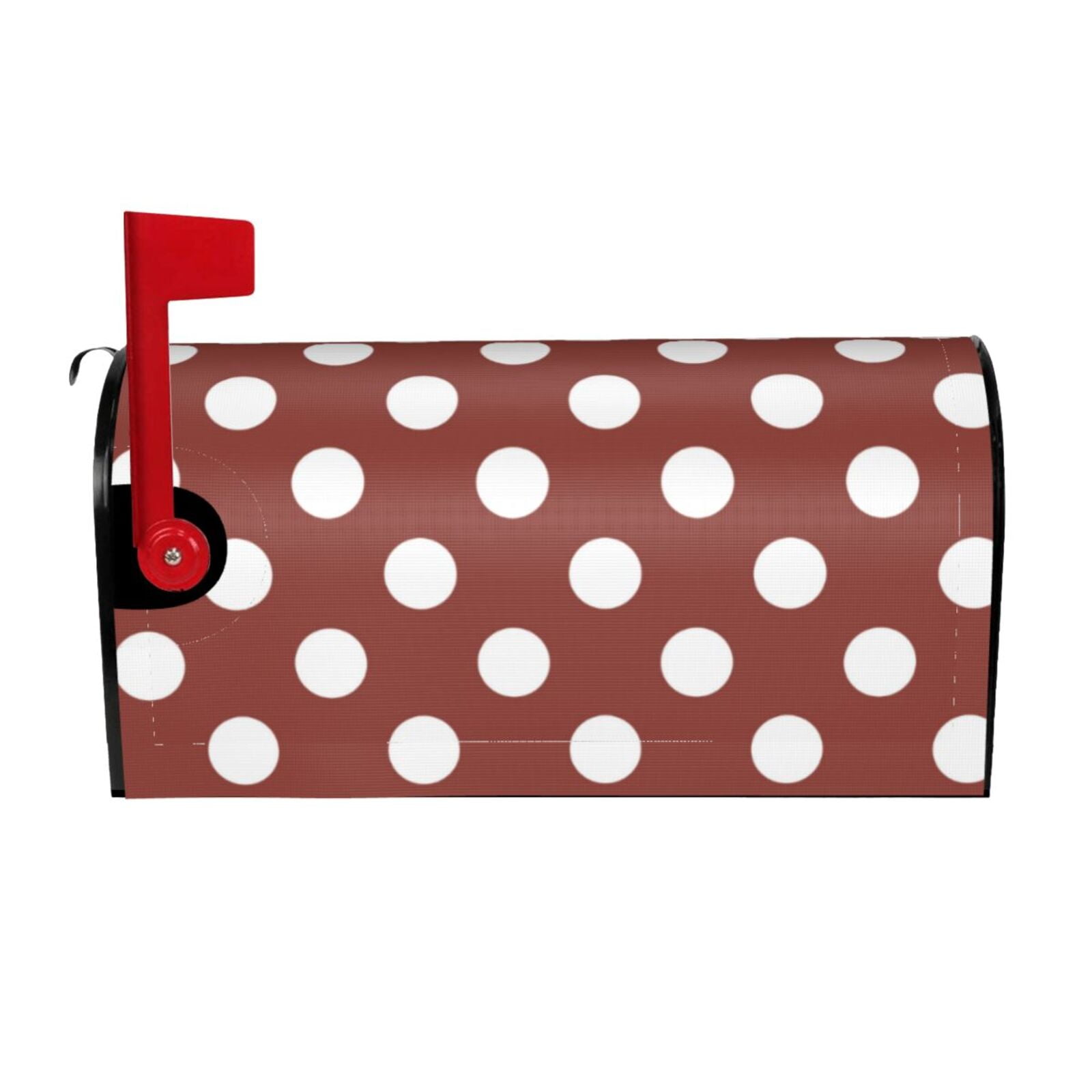Jgfou Maroon And White Polka Dot Mailbox Covers Magnetic Mailbox Wraps ...