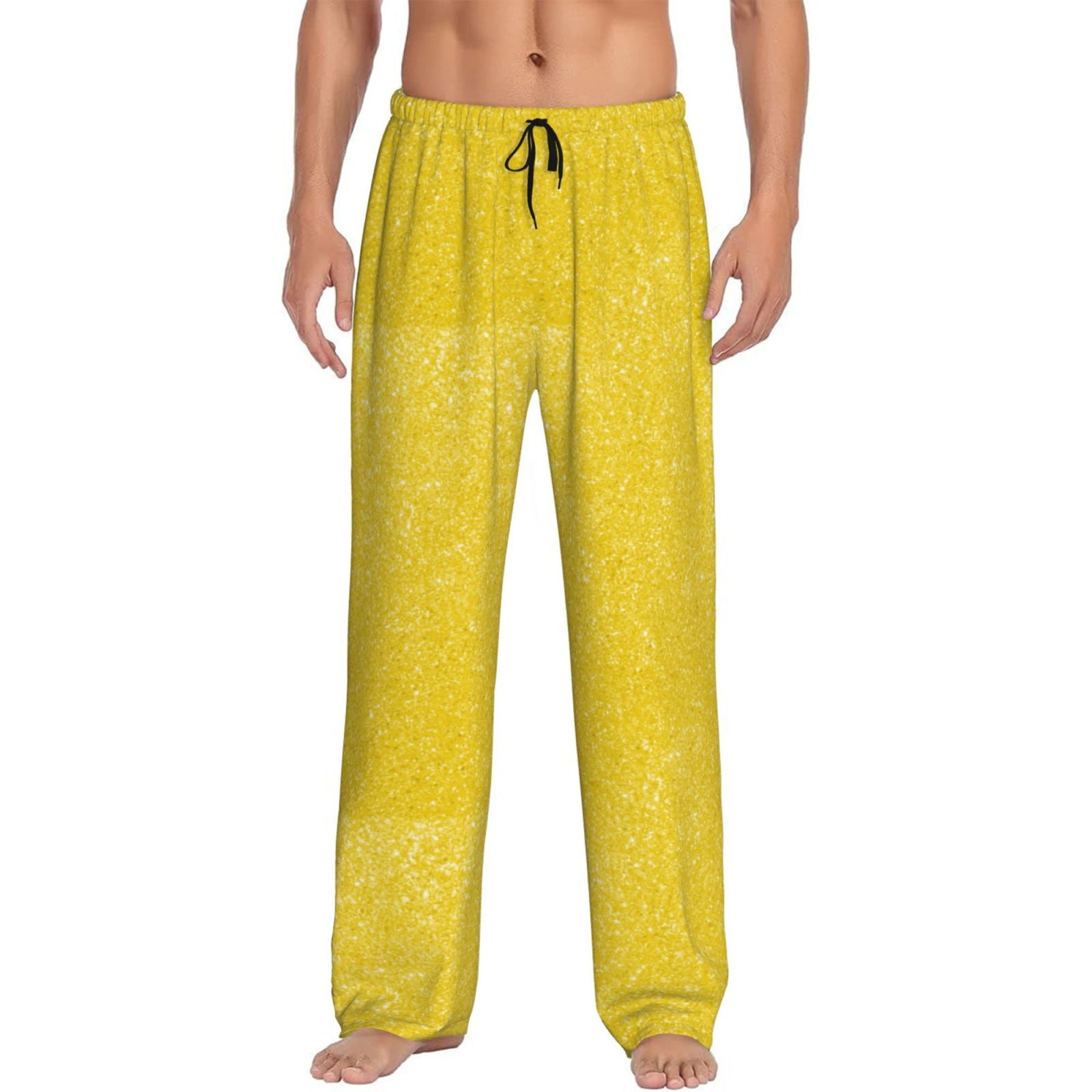 Jgfou Mens Pajama Pants Yellow Glitter for Sleep Lounge Pants ...