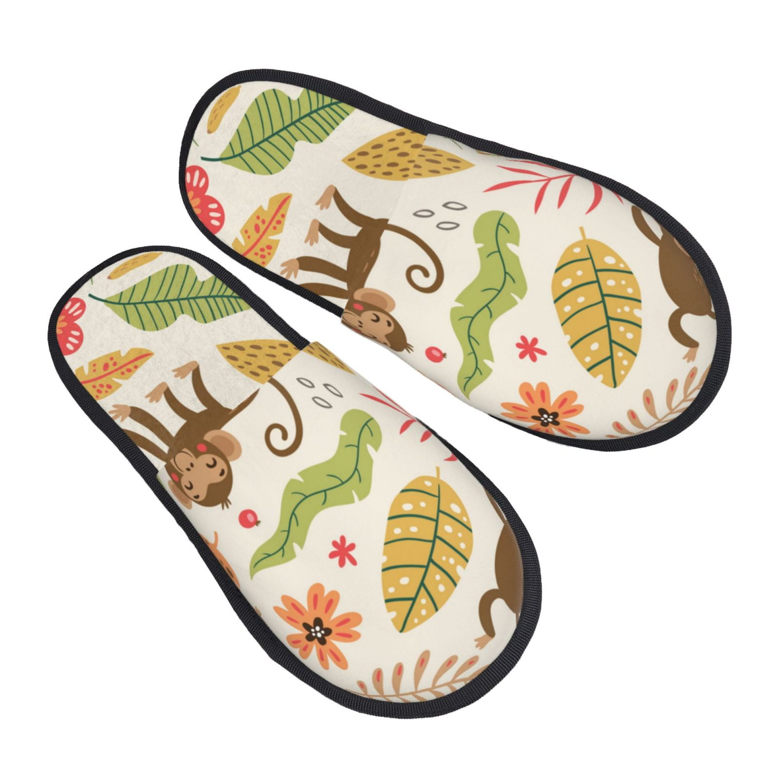 Jgfou Monkeys in the Jungle Print Womens Cozy Memory Foam Slippers Soft ...