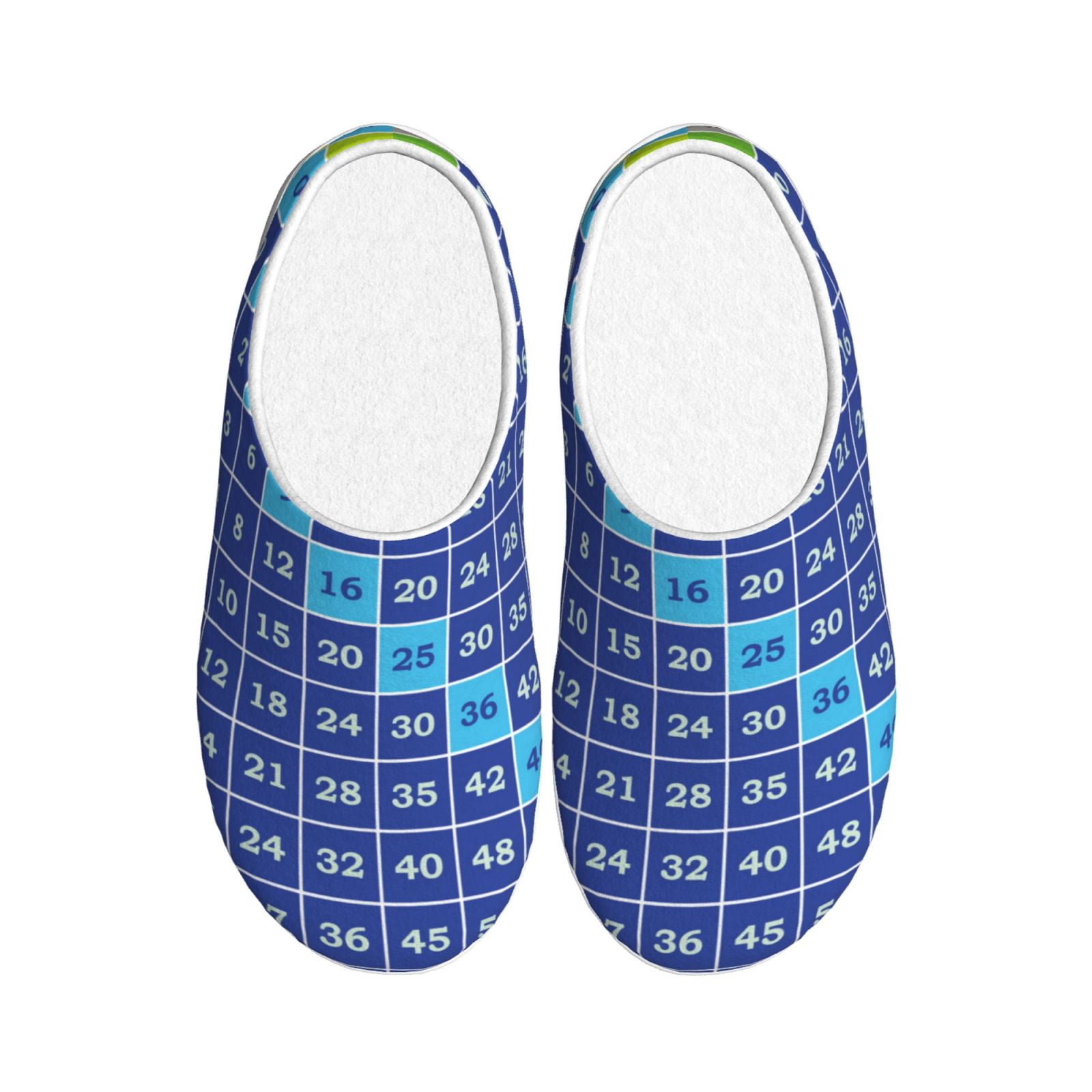 Jgfou Multiplication Table Print Cotton Slippers, Fuzzy and Cozy Warm ...