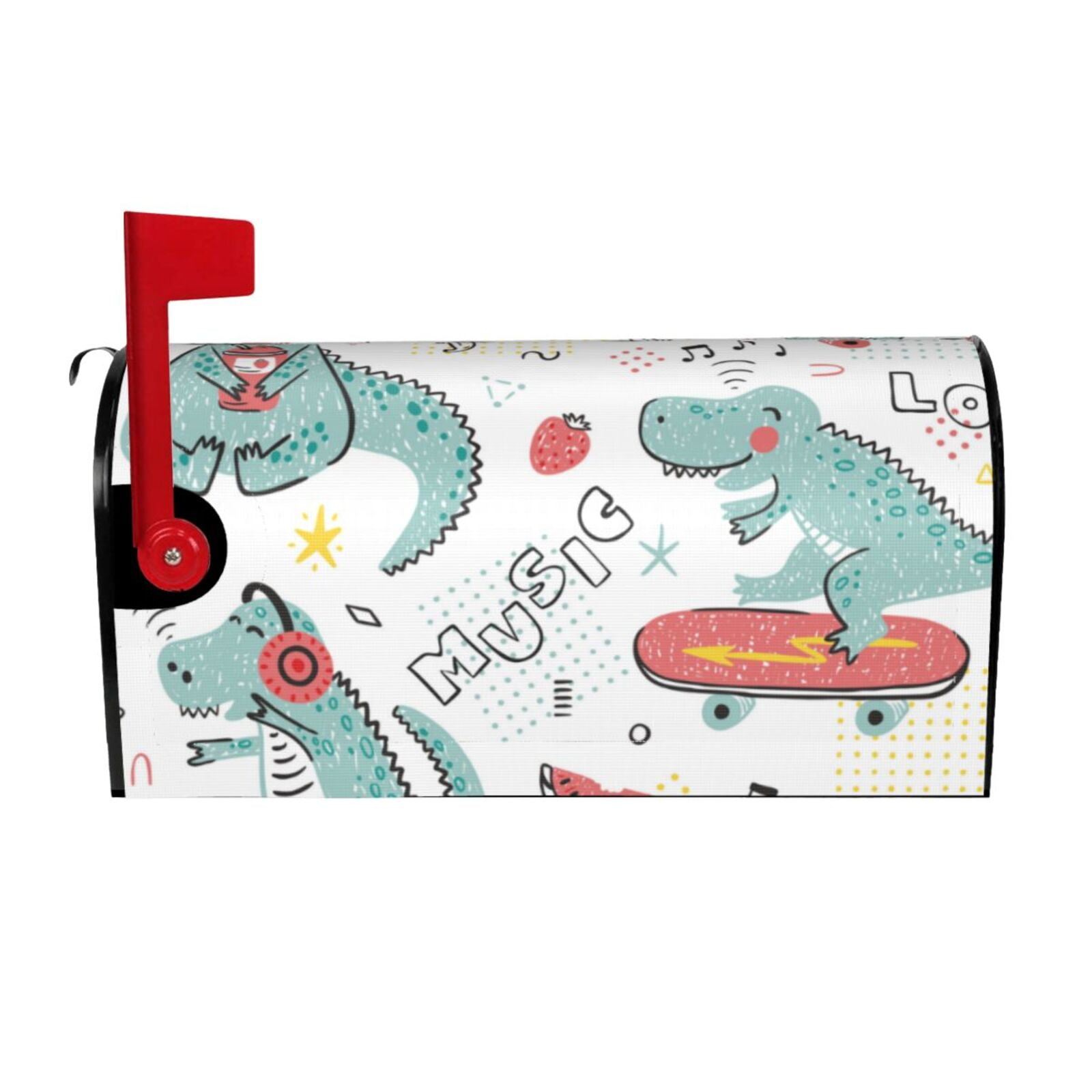 Jgfou Music Lover Dinosaur Mailbox Covers Magnetic Mailbox Wraps Post ...