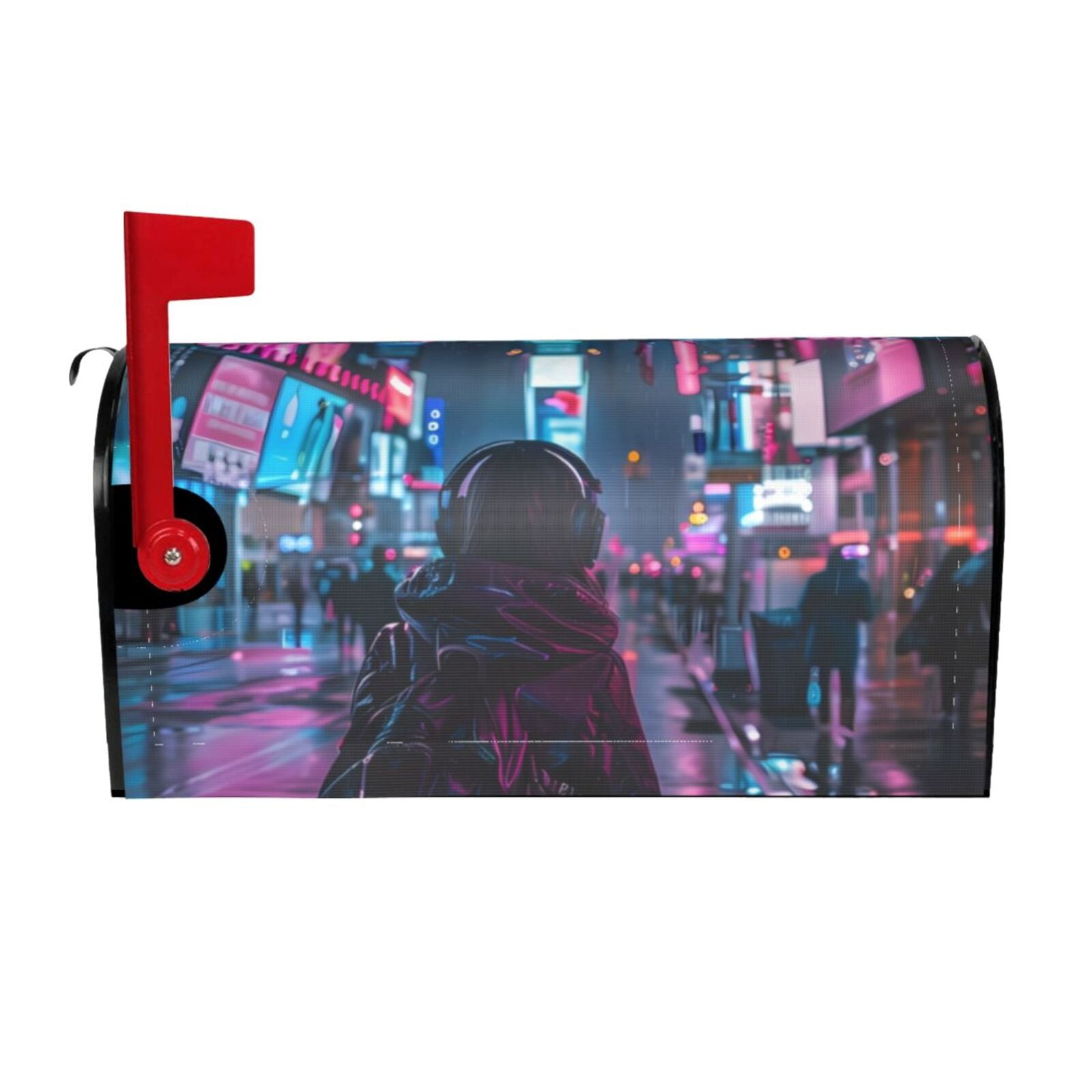 Jgfou Neon Night Cityscape Mailbox Covers Magnetic 21x18 in Mailbox ...