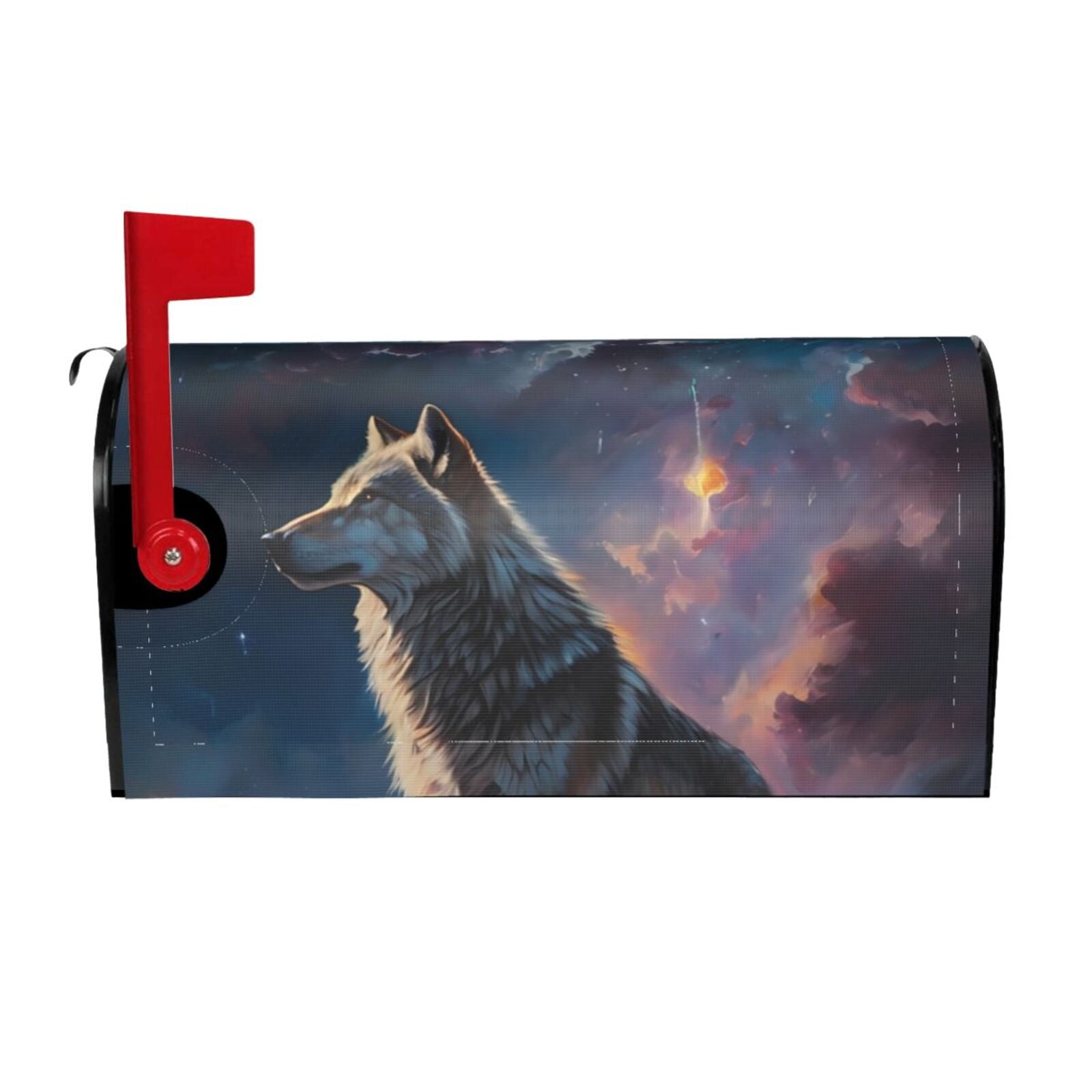 Jgfou Night Sky Wolf Mailbox Covers Magnetic 21x18 in Mailbox Wraps ...