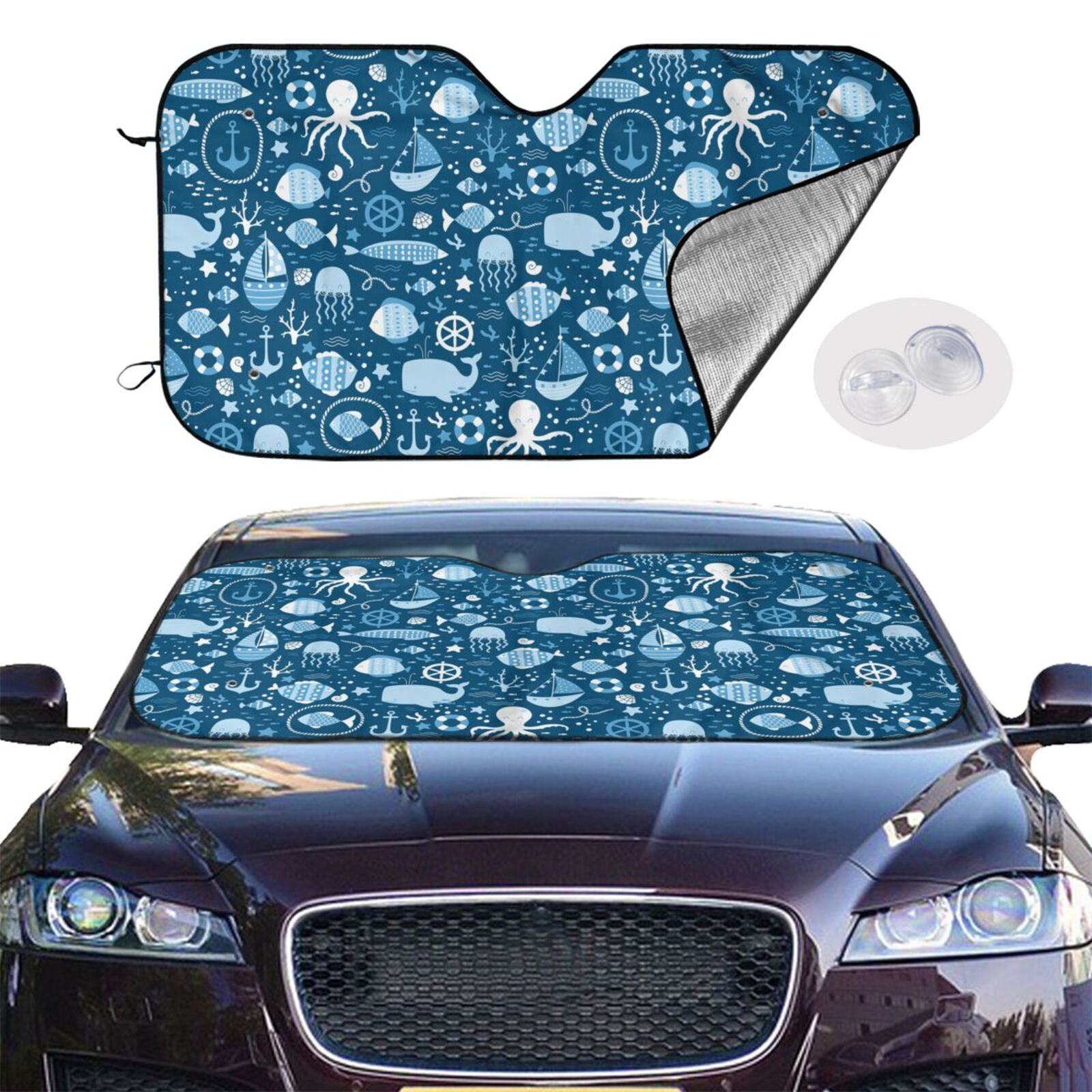 Jgfou Octopus And Whale Windshield Sun Shades,Car Sun Shade for Front ...