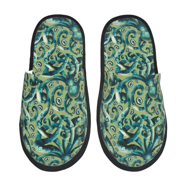 Jgfou Octopus Print Womens Cozy Memory Foam Slippers Soft Warm Slip On ...