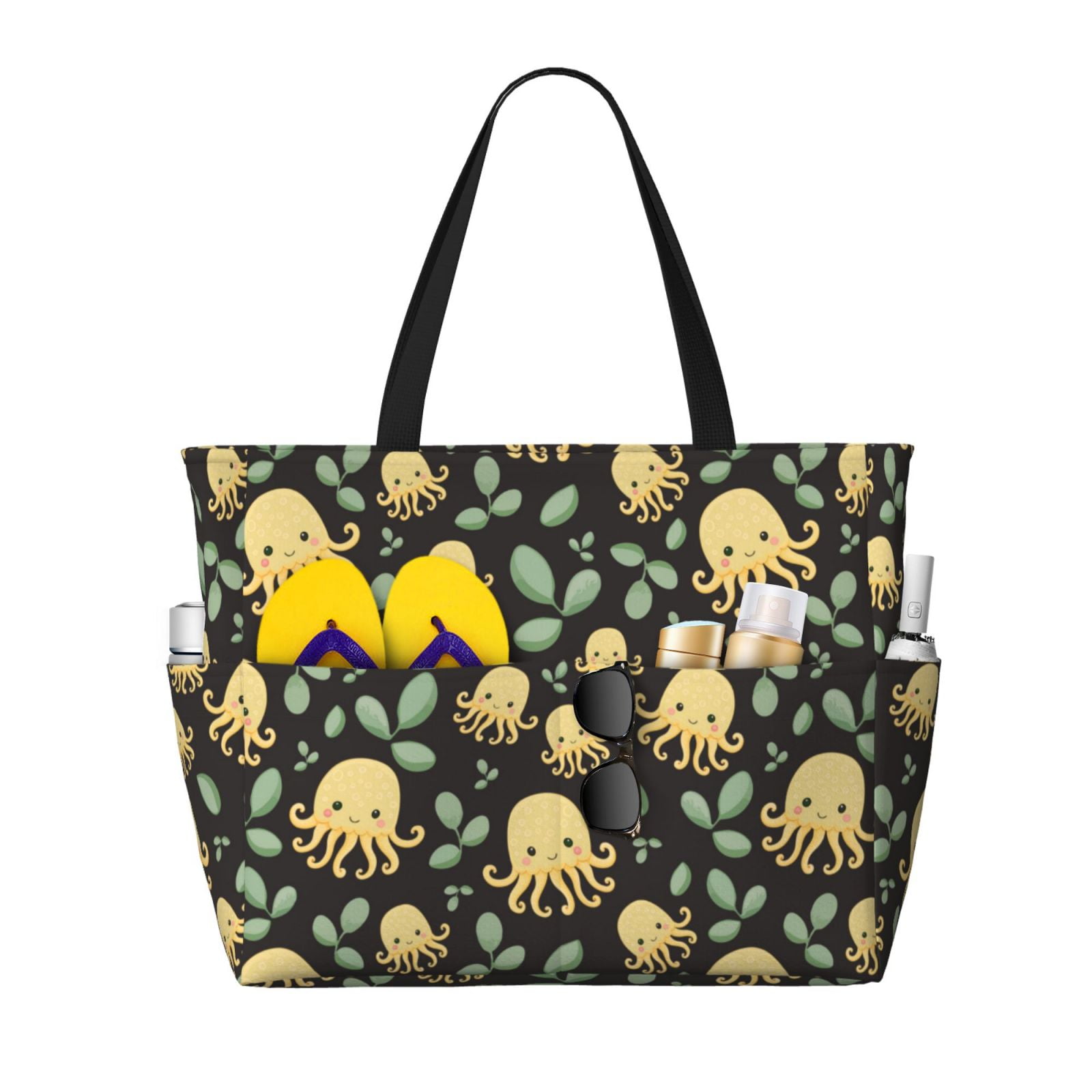 Jgfou Octopuses And Leaves for Beach Travel Bag designed Large Capacity ...