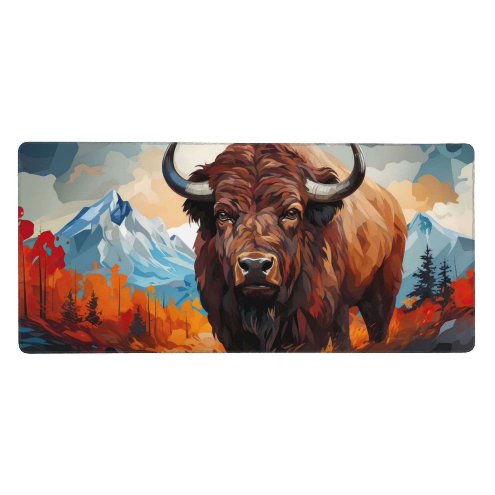 Jgfou Oil Painting Style Iceberg Yak Pattern 16x35.5in in Large Gaming ...