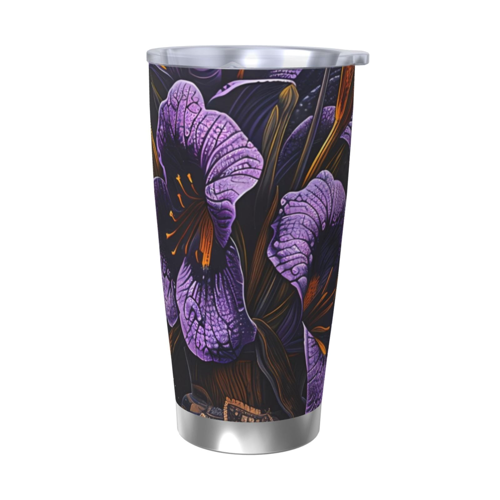 Jgfou Ornate Purple Floral Vase Print 20oz Insulated Coffee Mug, Spill ...
