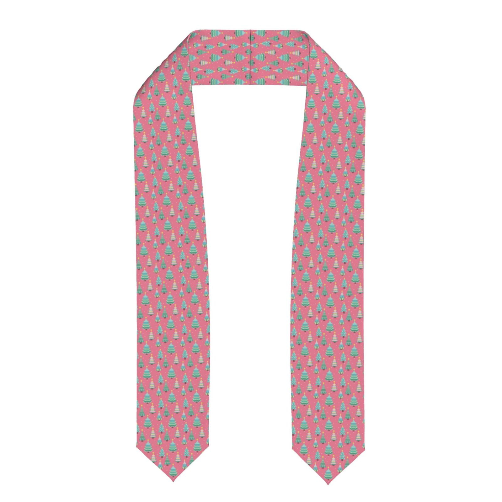 Jgfou Pastel Christmas Trees on Pink Print Graduation Stoles, Unisex ...
