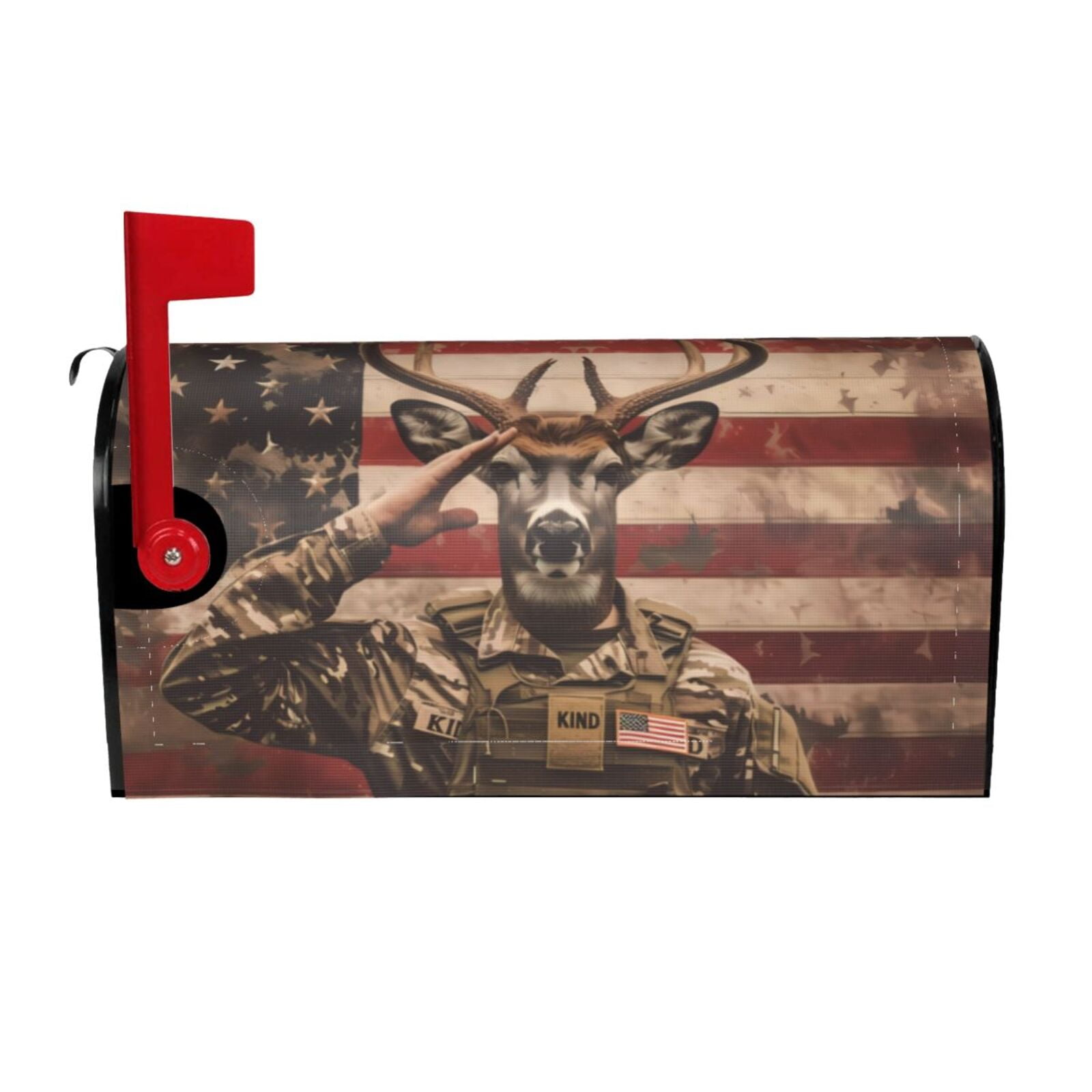 Jgfou Patriotic Deer Soldier Salute Mailbox Covers Magnetic Mailbox ...