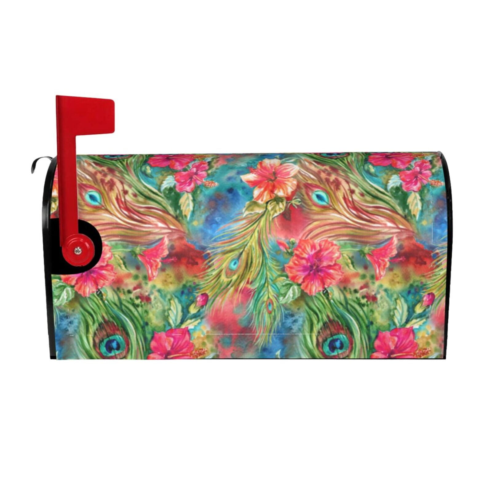 Jgfou Peacock Feathers And Flowers Mailbox Covers Magnetic 21x18 in ...