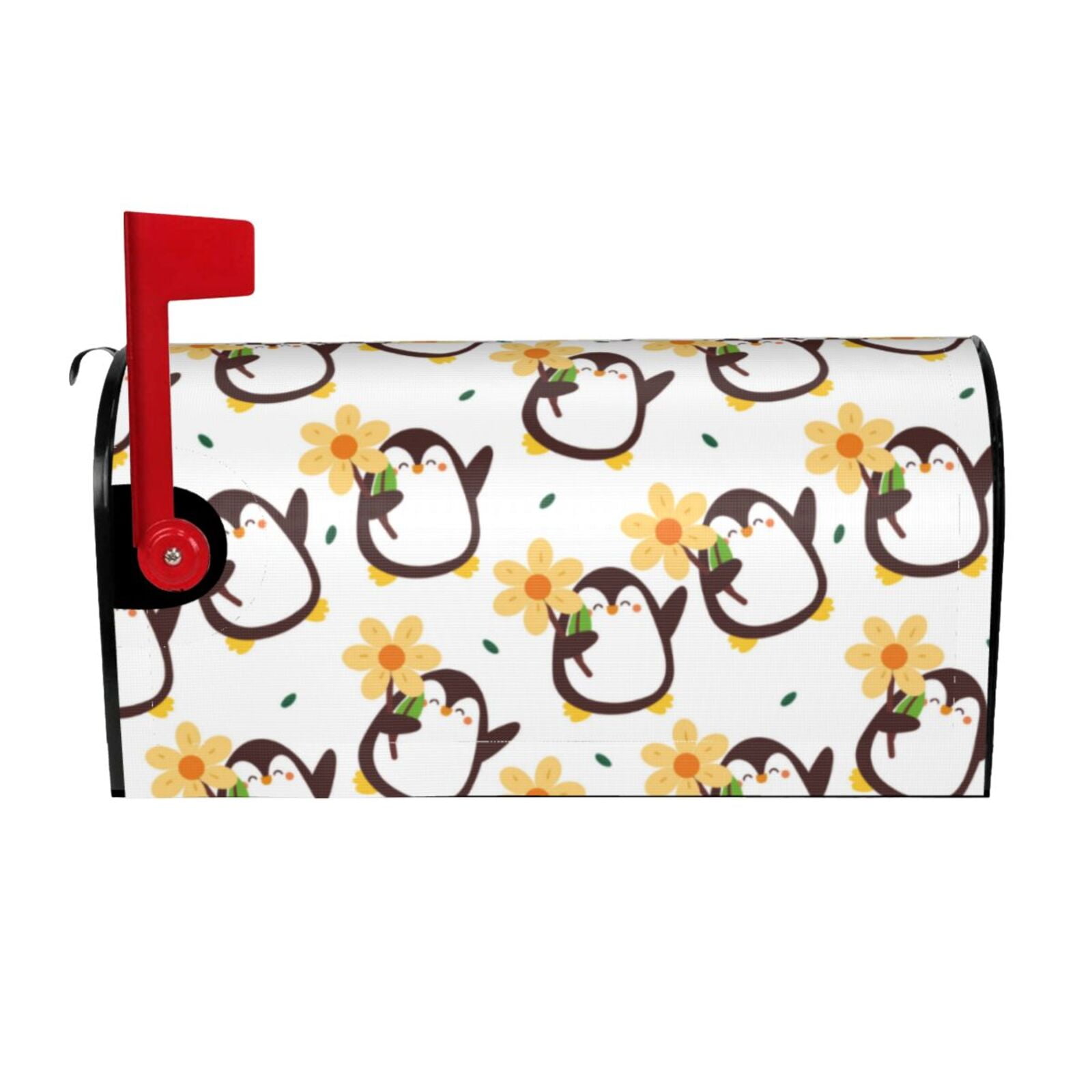 Jgfou Penguin With Flowers Mailbox Covers Magnetic 21x18 in Mailbox ...