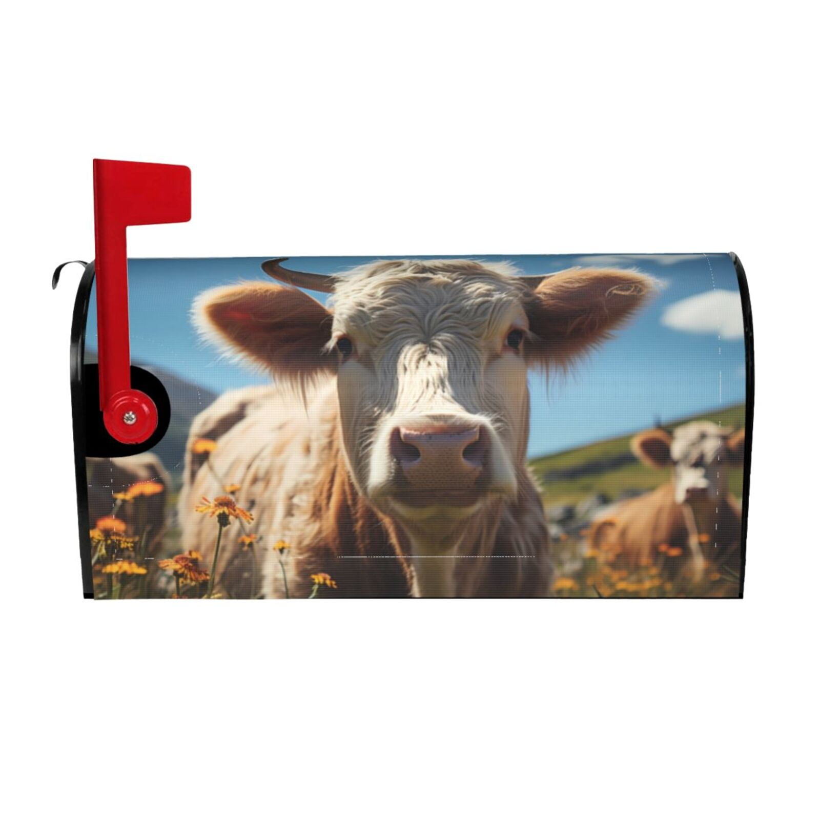 Jgfou Prairie Flower Cow Mailbox Covers Magnetic 21x18 in Mailbox Wraps ...