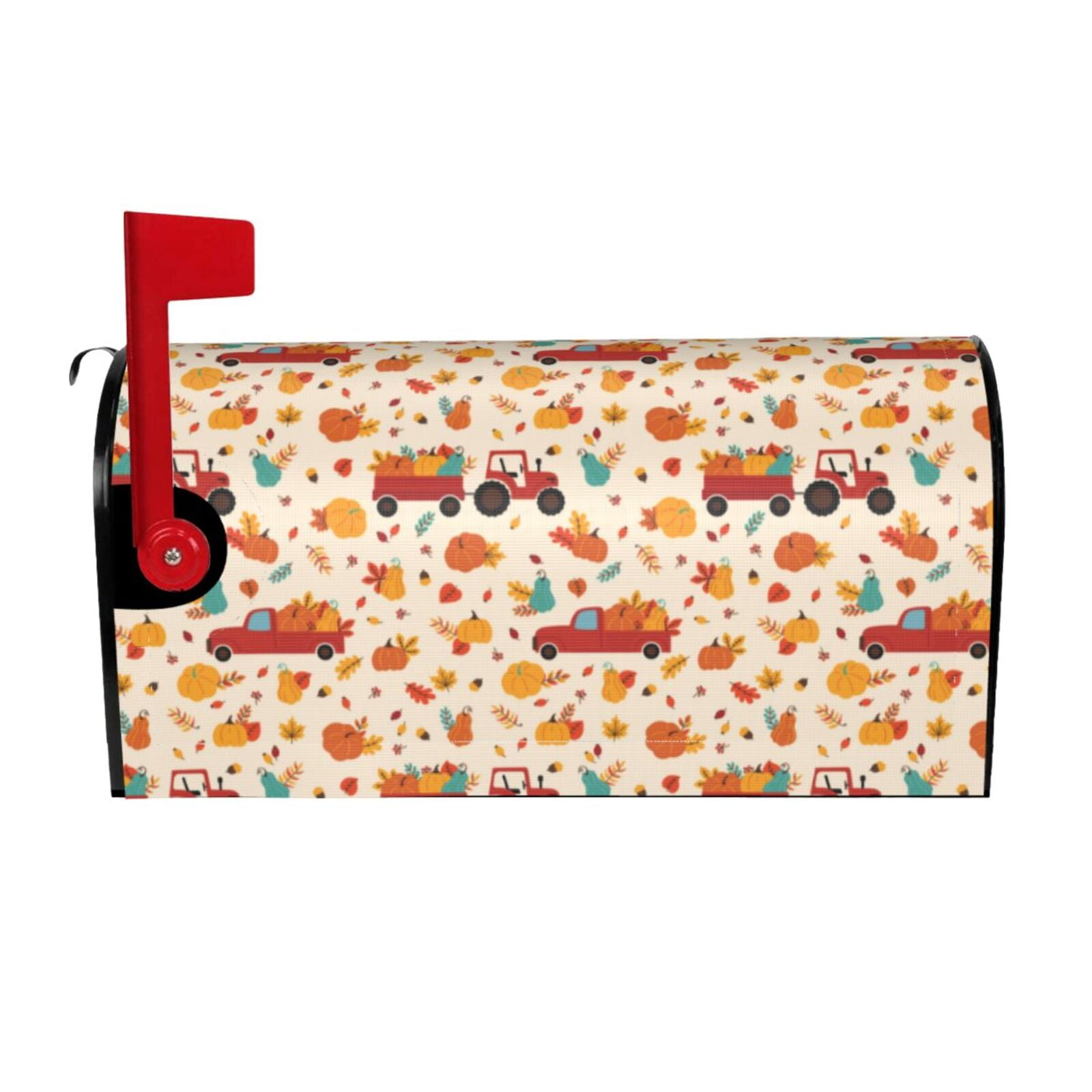 Jgfou Pumpkins On Red Car And Tractor Mailbox Covers Magnetic 25.5x21 ...