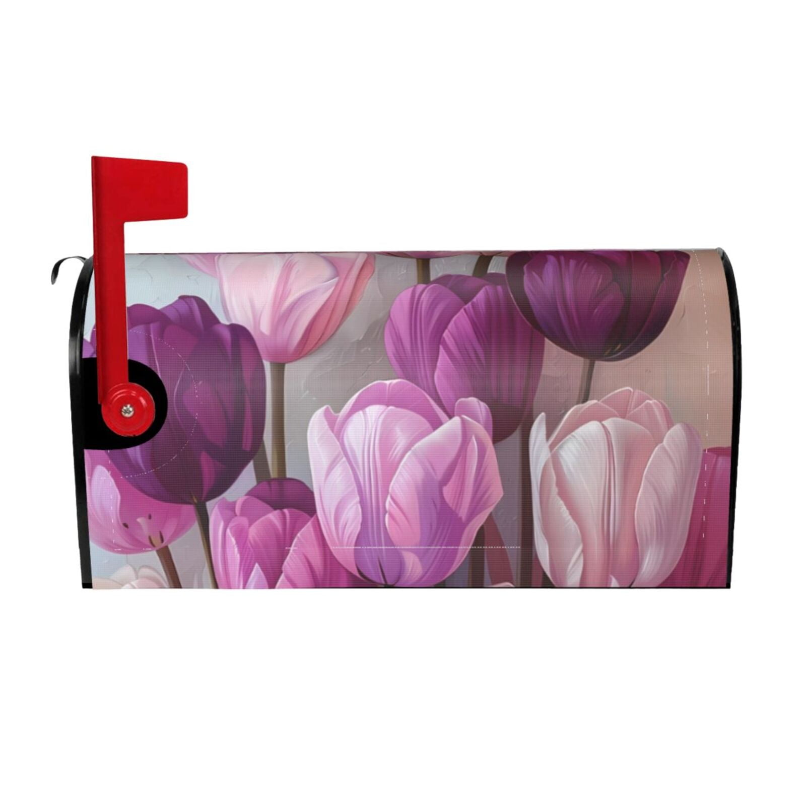 Jgfou Purple And Pink Tulip Bouquet Mailbox Covers Magnetic 25.5x21 in ...