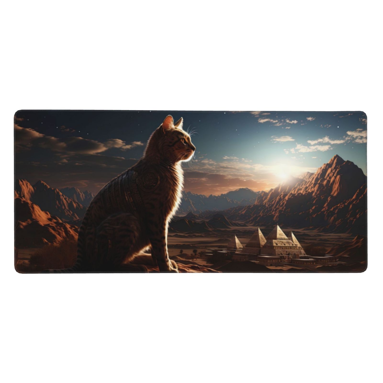 Jgfou Pyramid Desert Cat Pattern 16x35.5in in Large Gaming Mouse Pad ...