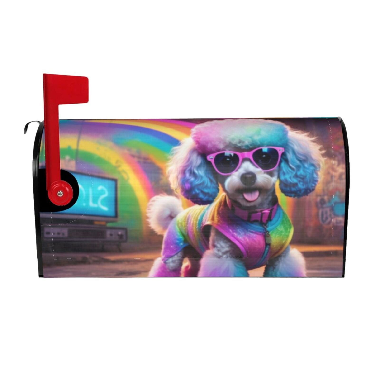 Jgfou Rainbow Poodle Urban Street Mailbox Covers Magnetic 25.5x21 in ...