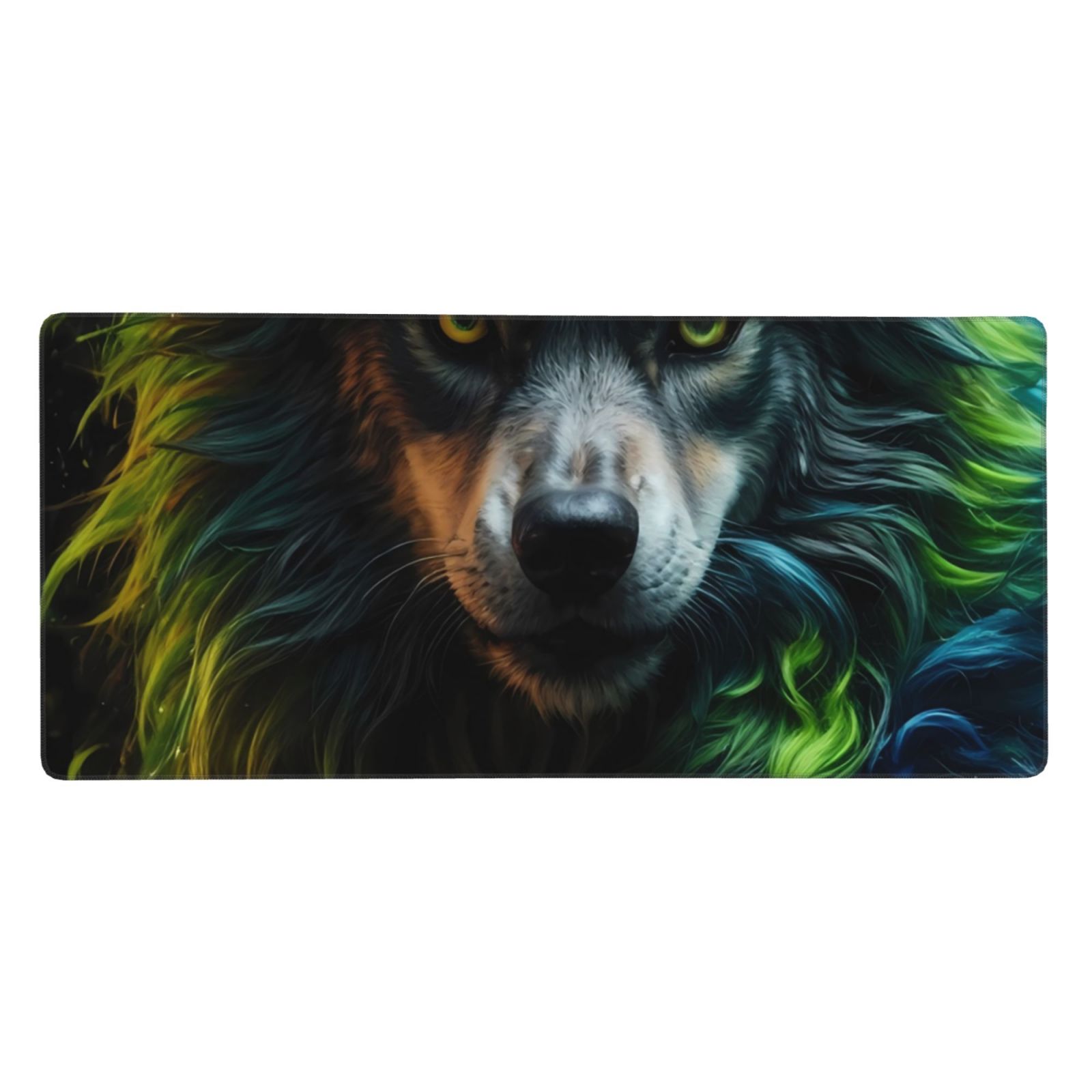 Jgfou Realistic Style Colorful Wolf A Pattern 16x35.5in in Large Gaming ...