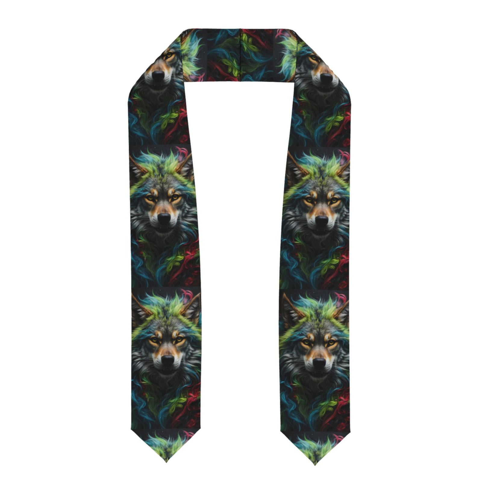 Jgfou Realistic Style Colorful Wolf Print Graduation Stoles, Unisex ...