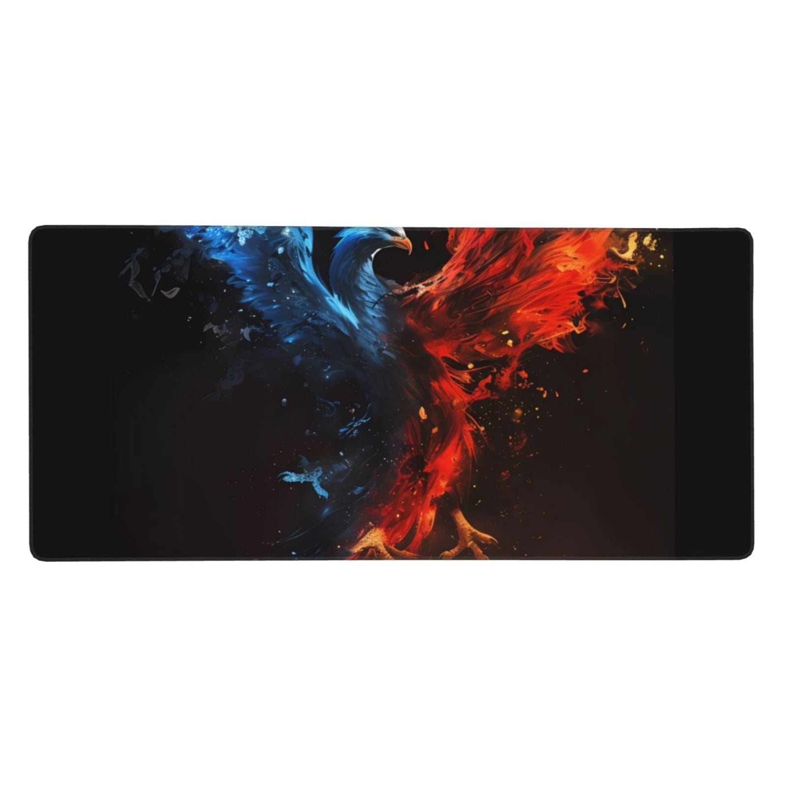 Jgfou Red And Blue Fire Bird Pattern 16x35.5in in Large Gaming Mouse ...