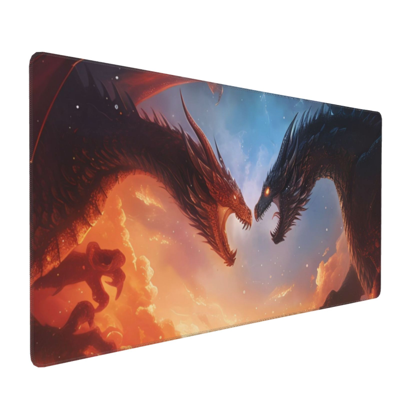 Jgfou Red And Blue Fire Cloud Dragon Print Large 16x35.5in Mouse Pad ...