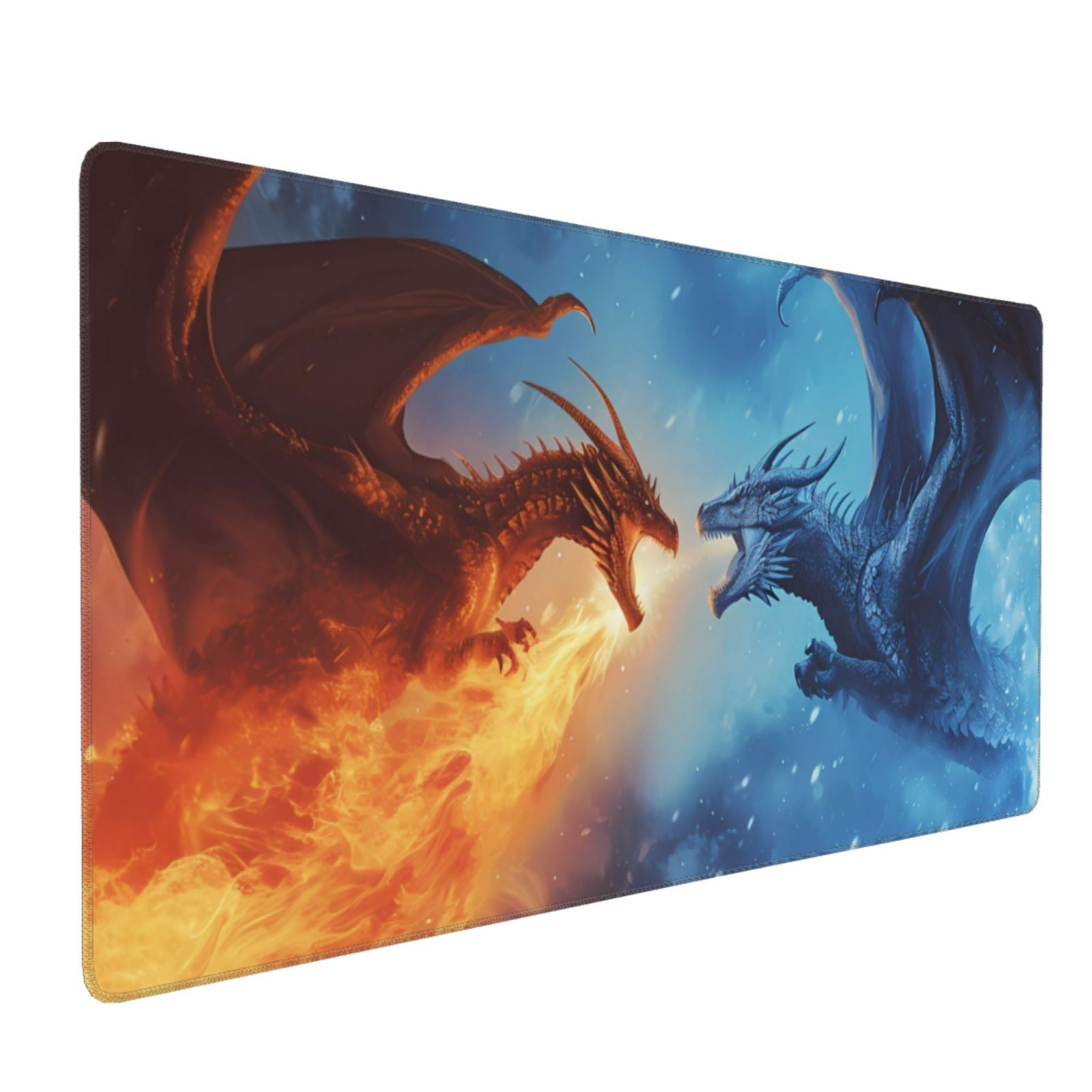 Jgfou Red And Blue Fire Dragon A Print Large 16x35.5in Mouse Pad ...