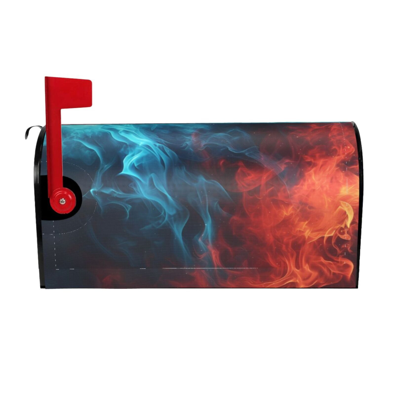 Jgfou Red And Blue Fire Mailbox Covers Magnetic Mailbox Wraps Post ...