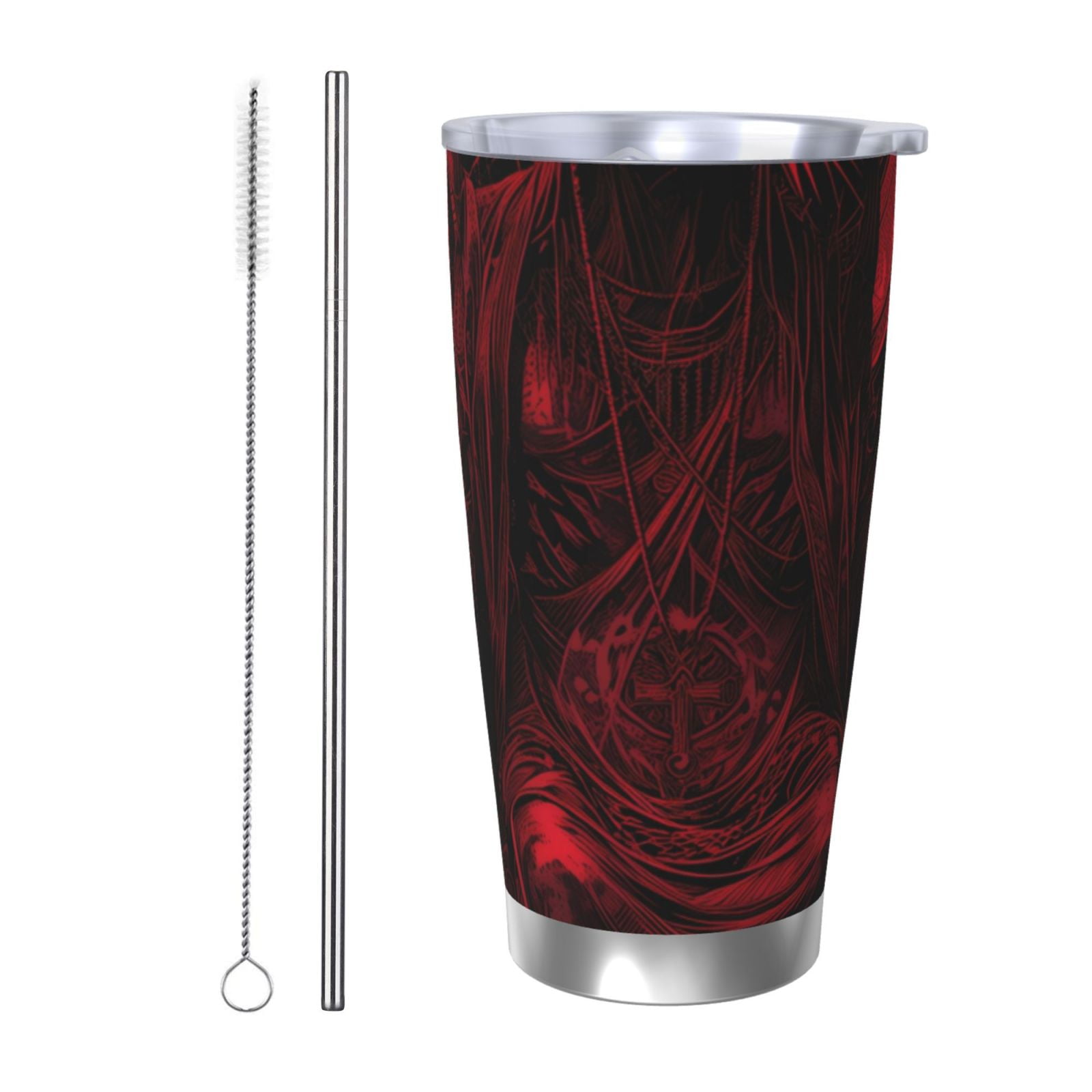 Jgfou Red Gothic Skeleton Throne Print 20oz Insulated Coffee Mug, Spill ...