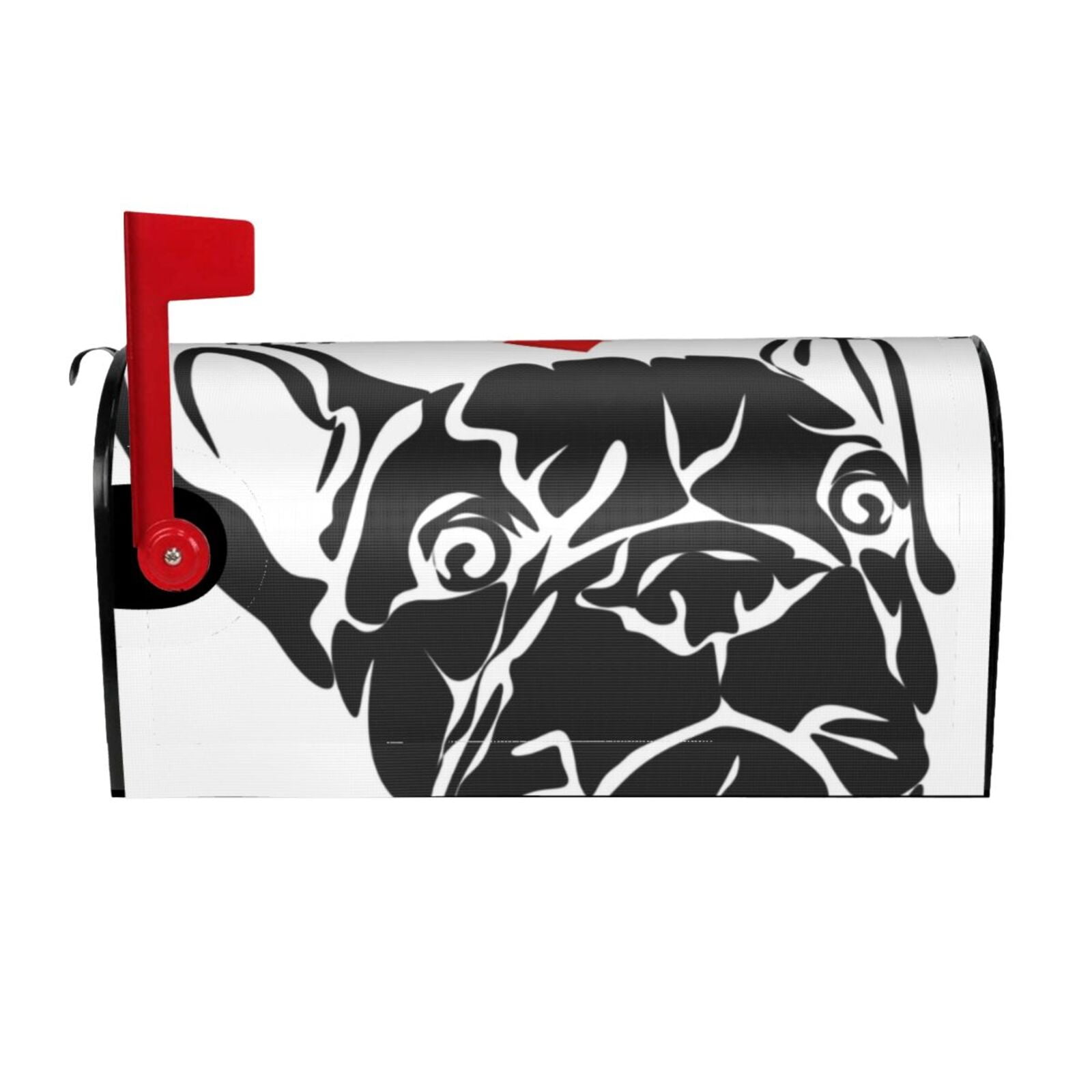 Jgfou Red Heart And Puppy Of Bulldog Mailbox Covers Magnetic 21x18 in ...