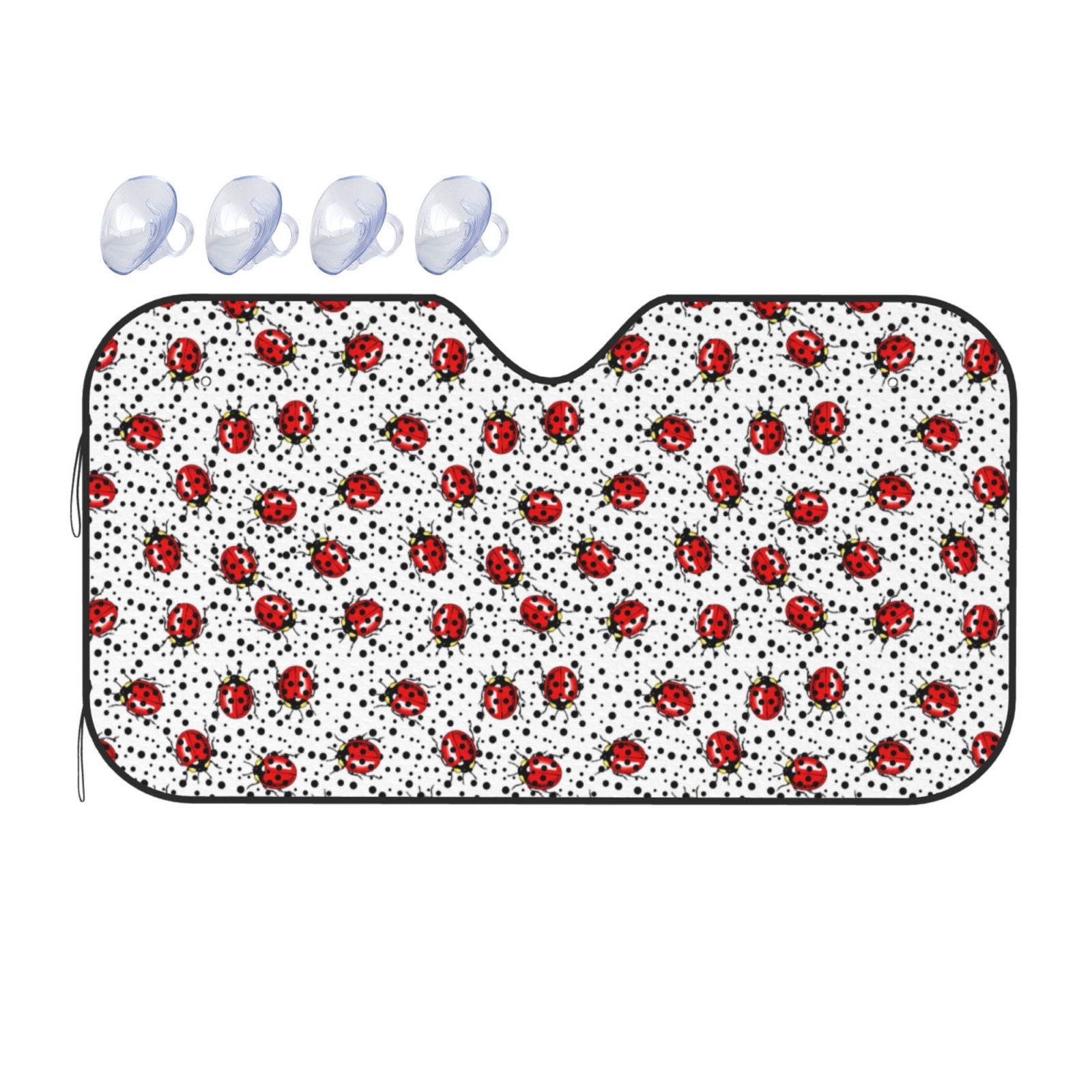 Jgfou Red Ladybugs On Black Dotted Print Aluminum foil Automotive Glass ...