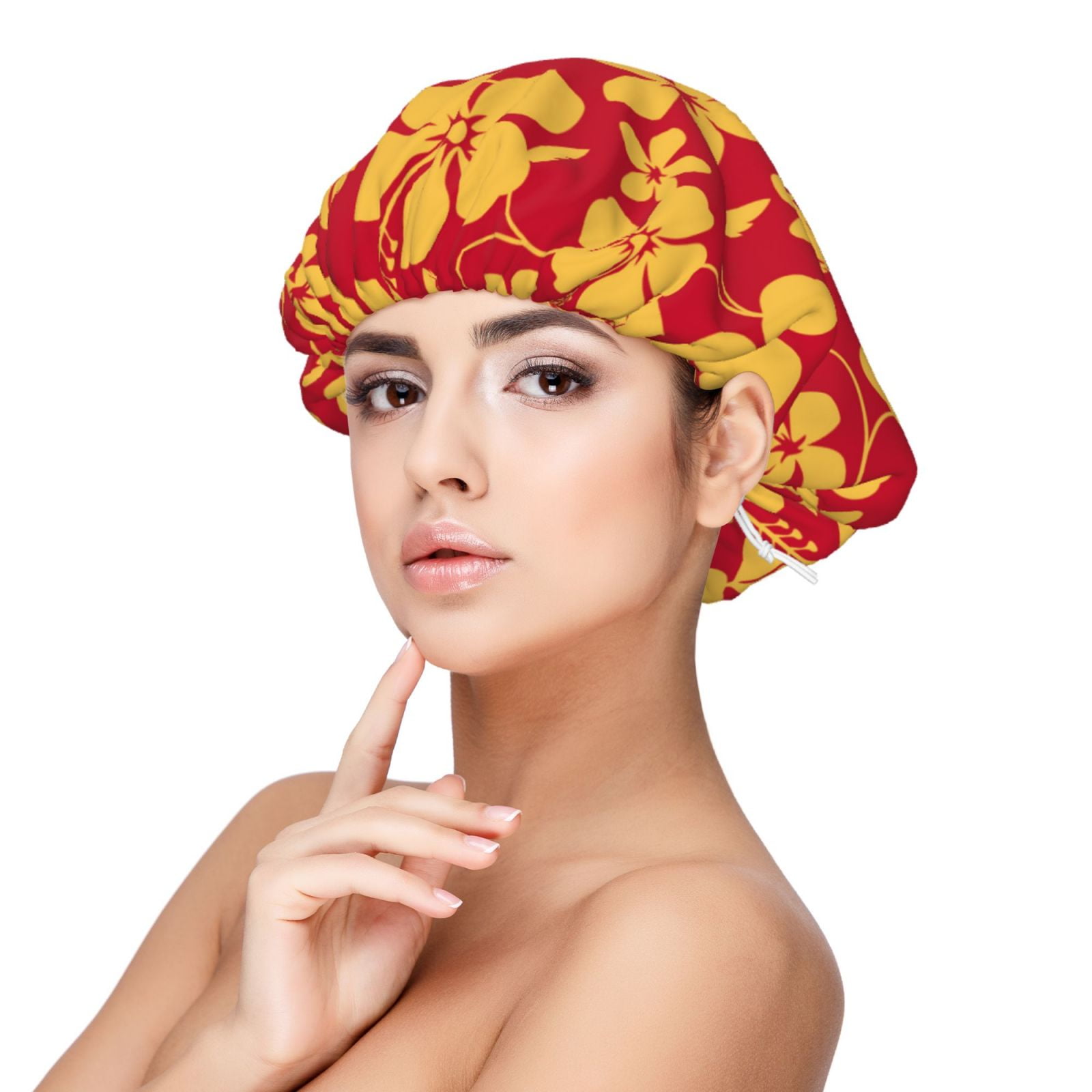 Jgfou Red Vintage Flowers Print Silky Satin Bonnet for Sleeping,Hair ...