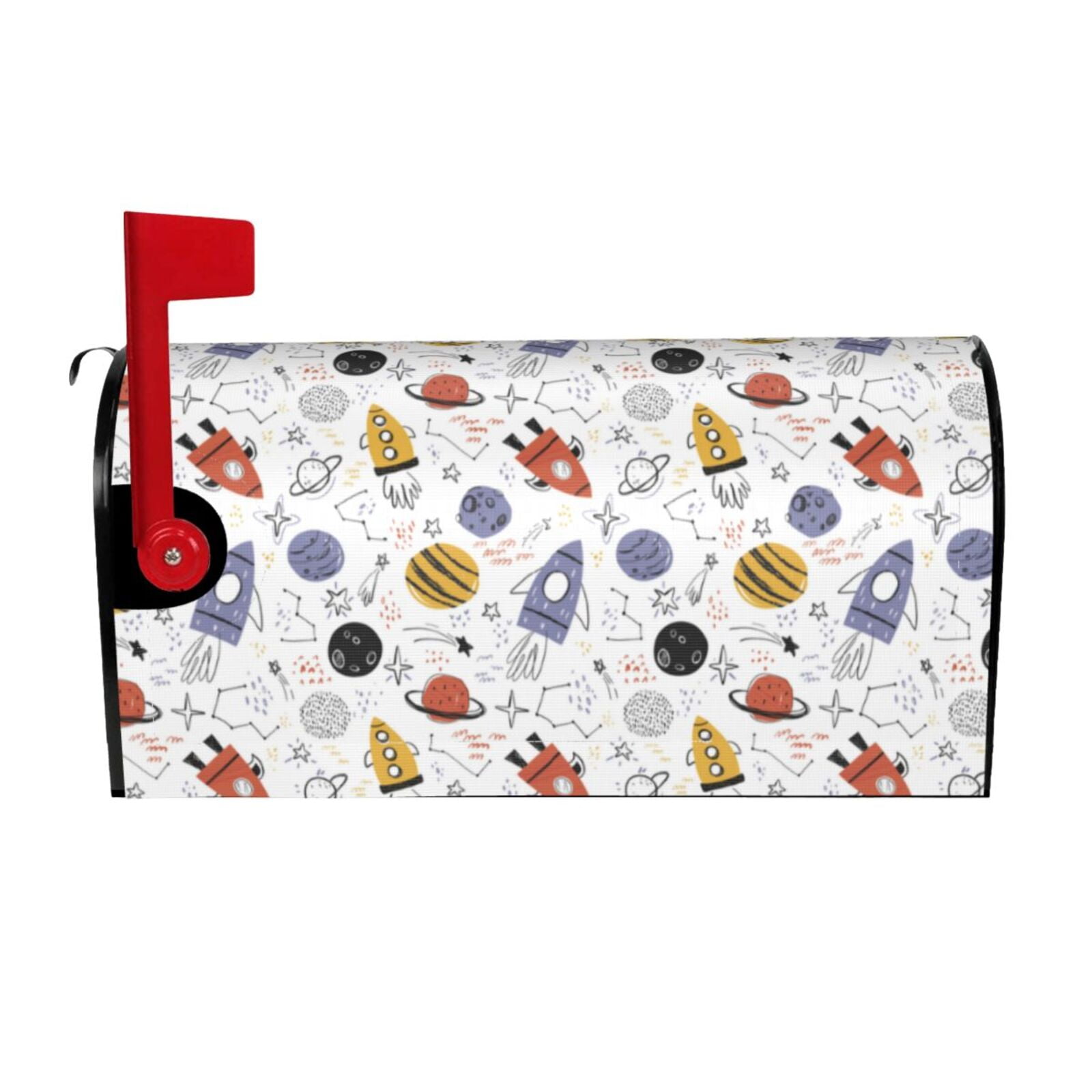 Jgfou Rocket Planets Mailbox Covers Magnetic Mailbox Wraps Post Letter ...