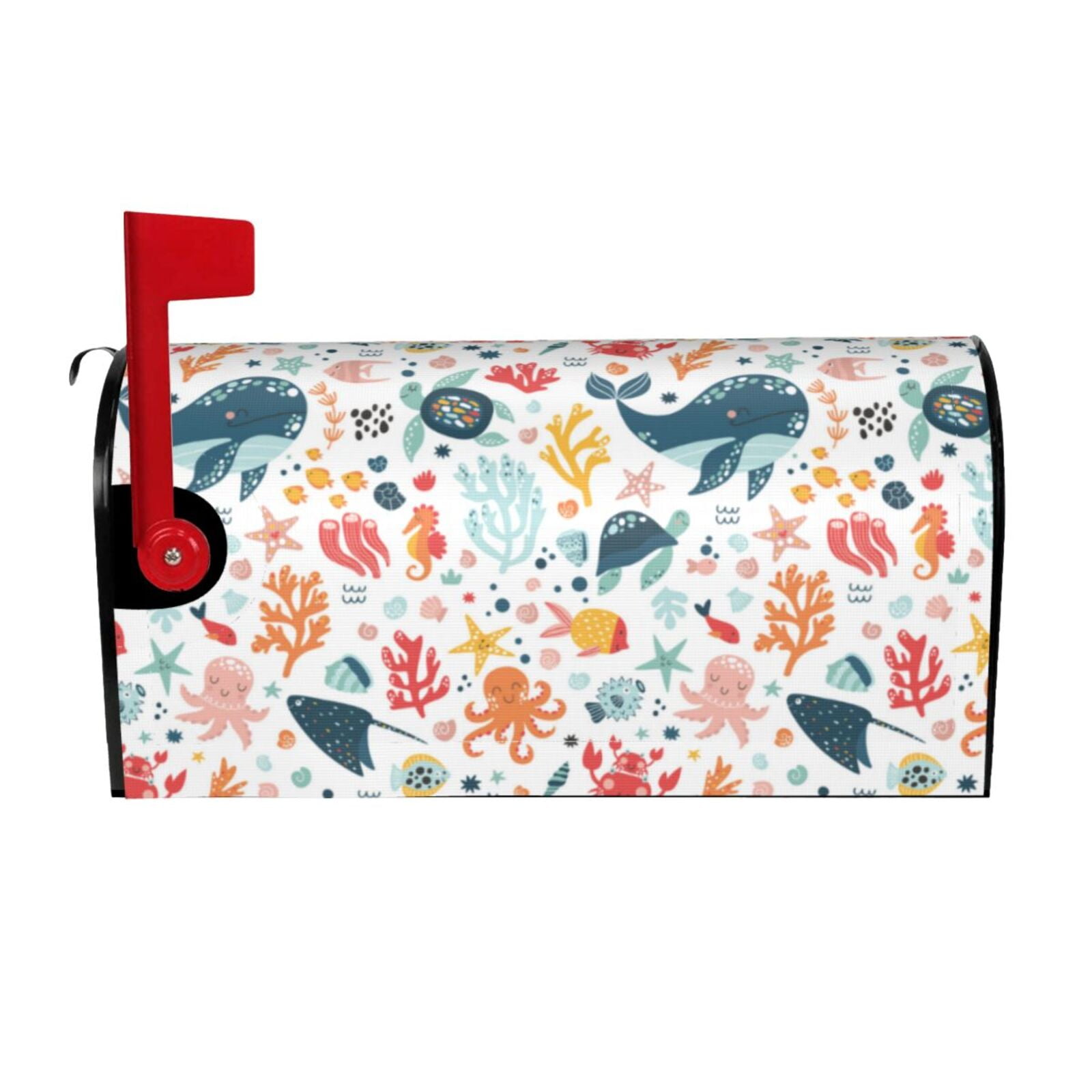 Jgfou Sea Life 1 Mailbox Covers Magnetic 25.5x21 in Mailbox Wraps Post ...