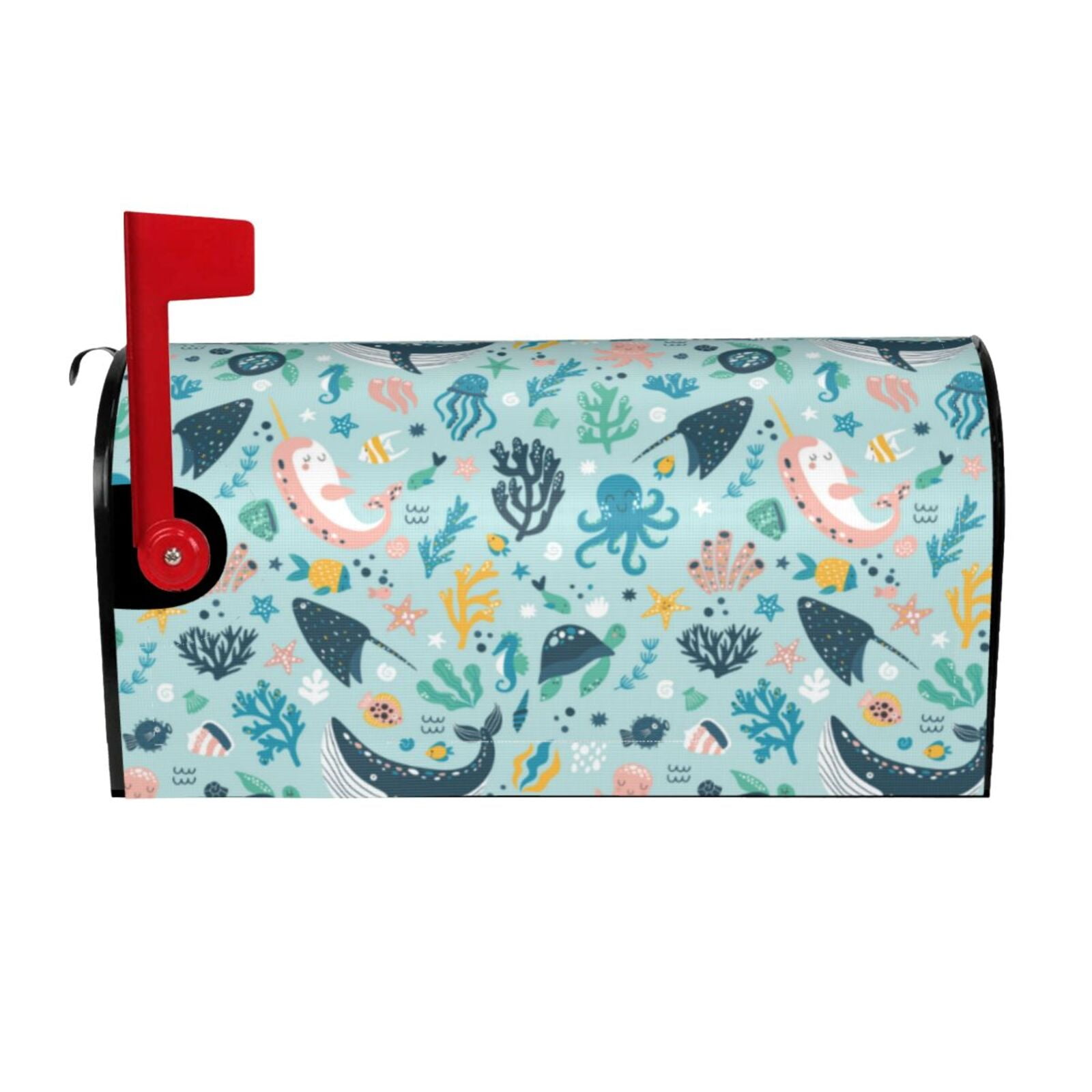 Jgfou Sea Life Mailbox Covers Magnetic 21x18 in Mailbox Wraps Post ...