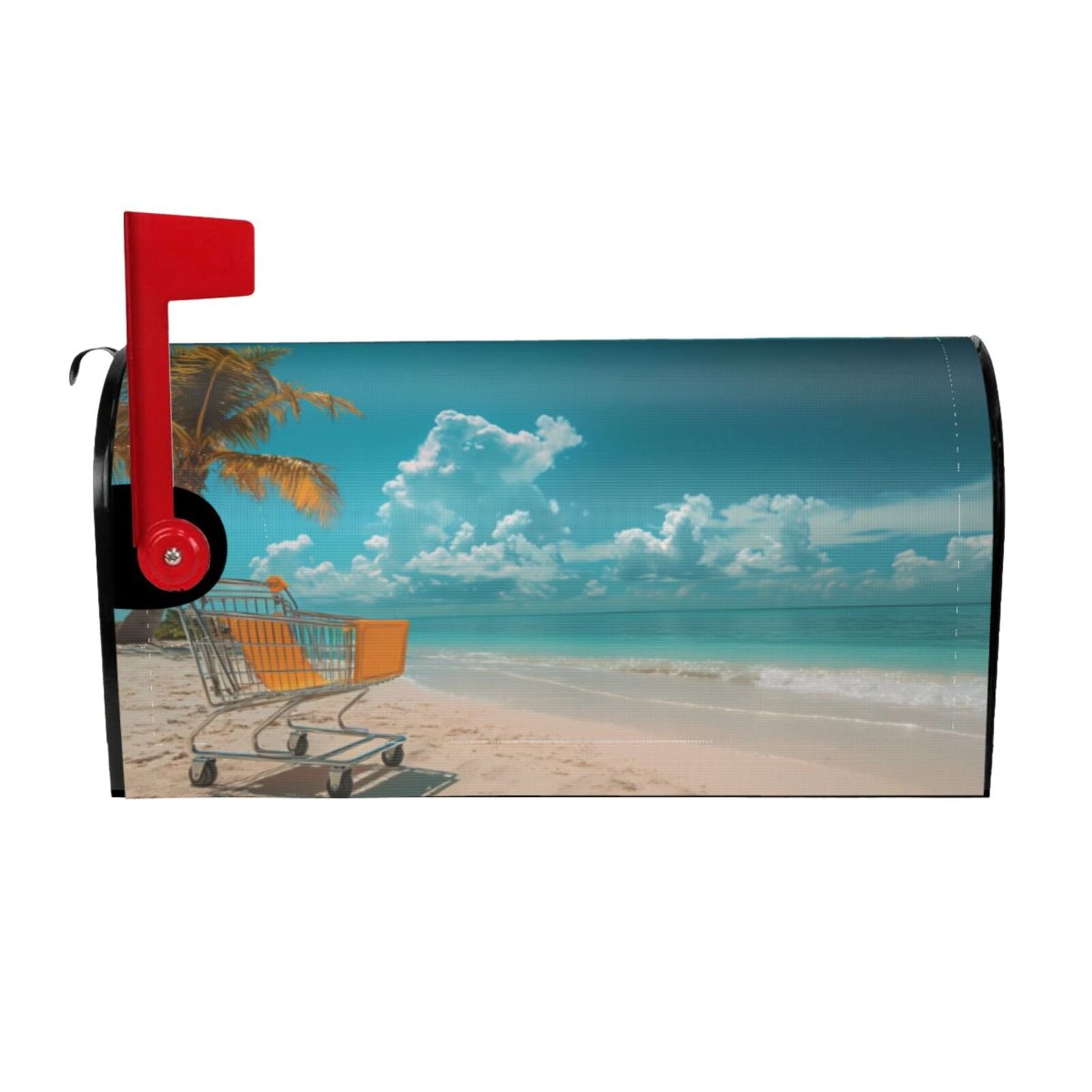 Jgfou Shopping Cart On Tropical Beach Mailbox Covers Magnetic 21x18 in ...