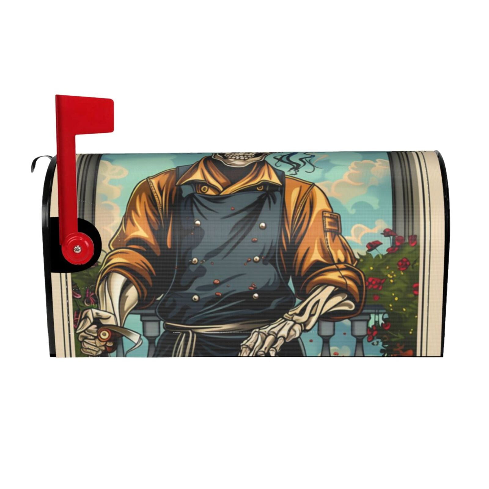Jgfou Skeleton Chef BBQ Scene Mailbox Covers Magnetic 25.5x21 in ...