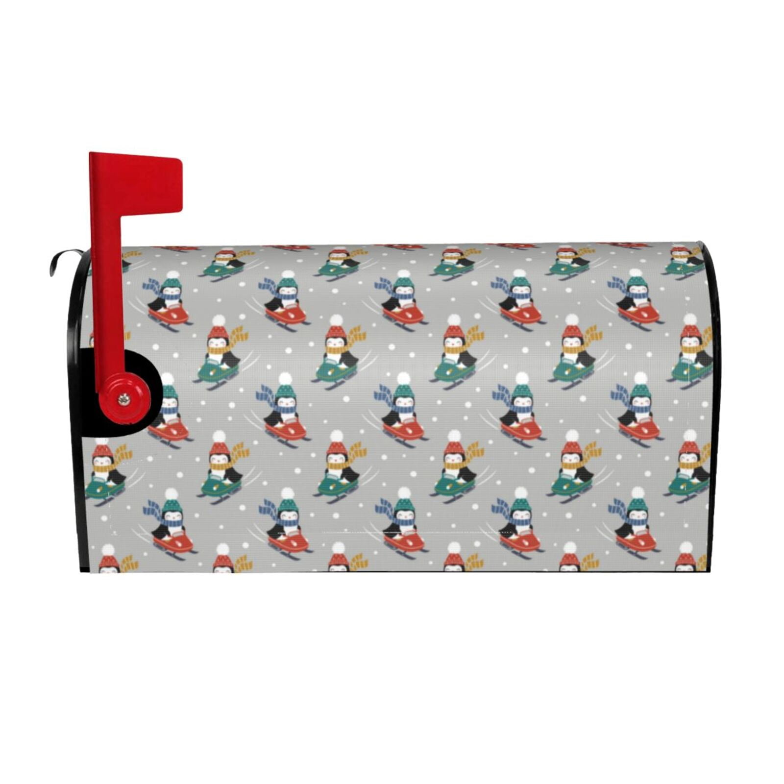 Jgfou Skiing penguin Mailbox Covers Magnetic 25.5x21 in Mailbox Wraps ...