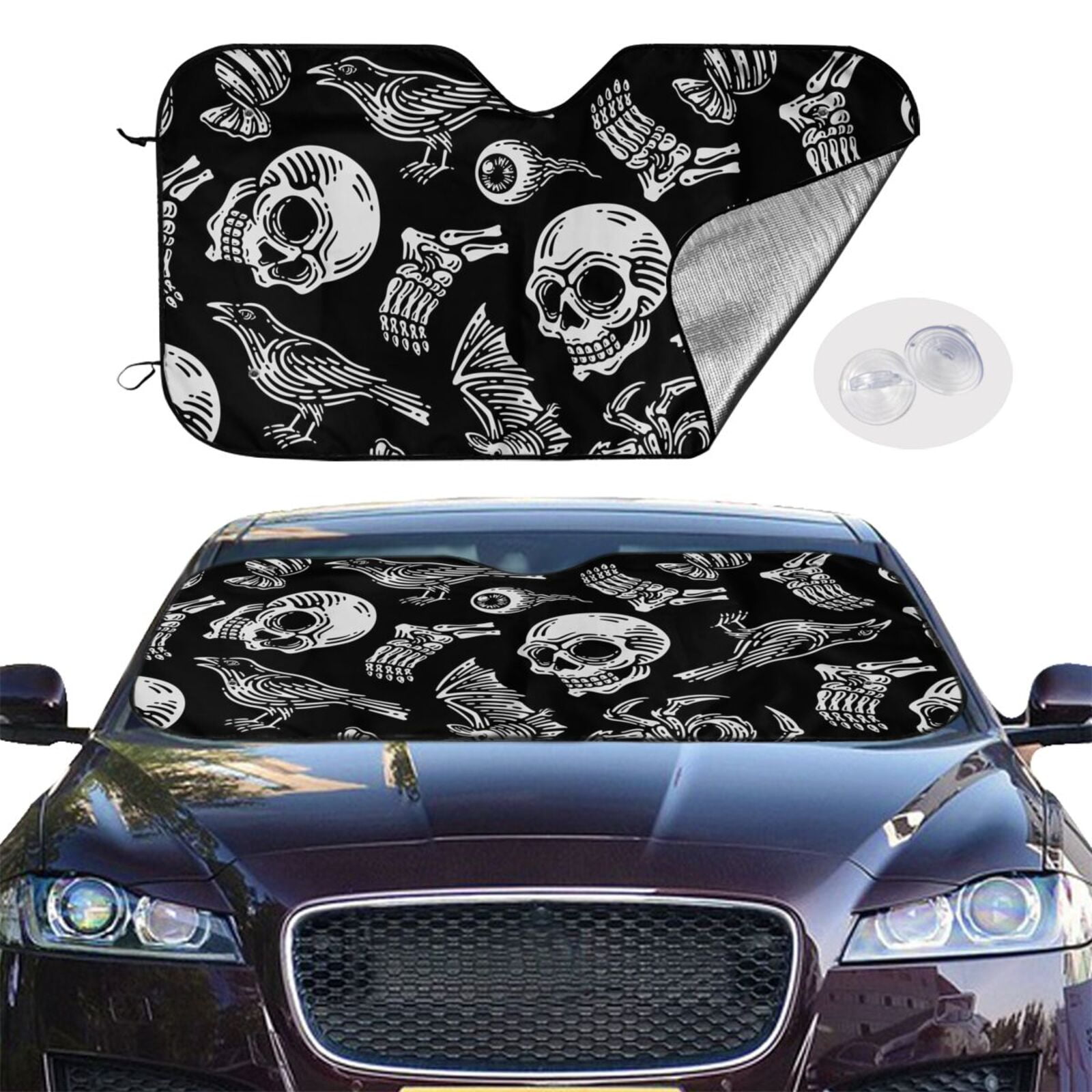 Jgfou Skull bird bat spider Windshield Sun Shades,Car Sun Shade for ...