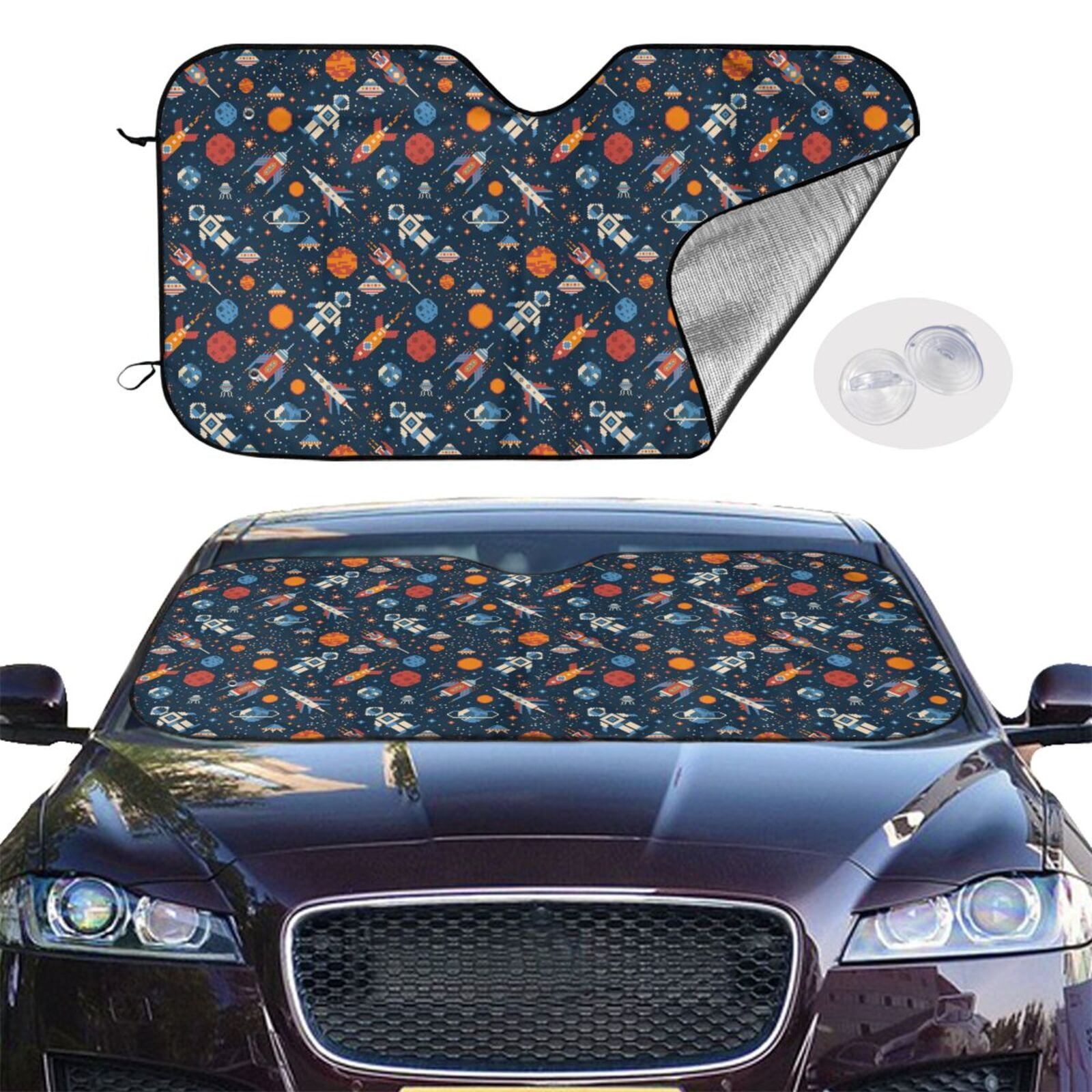 Jgfou Spaceships And Stars In Outer Space Windshield Sun Shades Car Sun