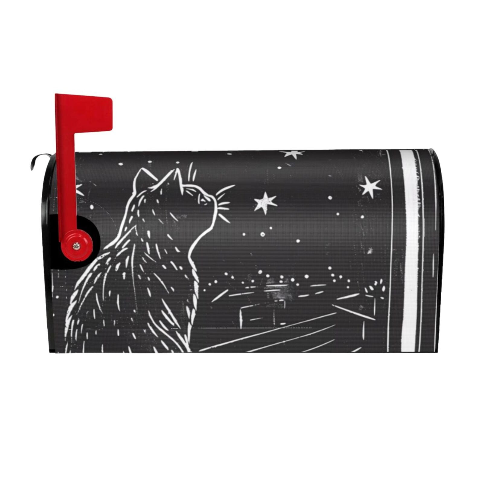 Jgfou Star Gazing Cat Illustration Mailbox Covers Magnetic 25.5x21 in ...
