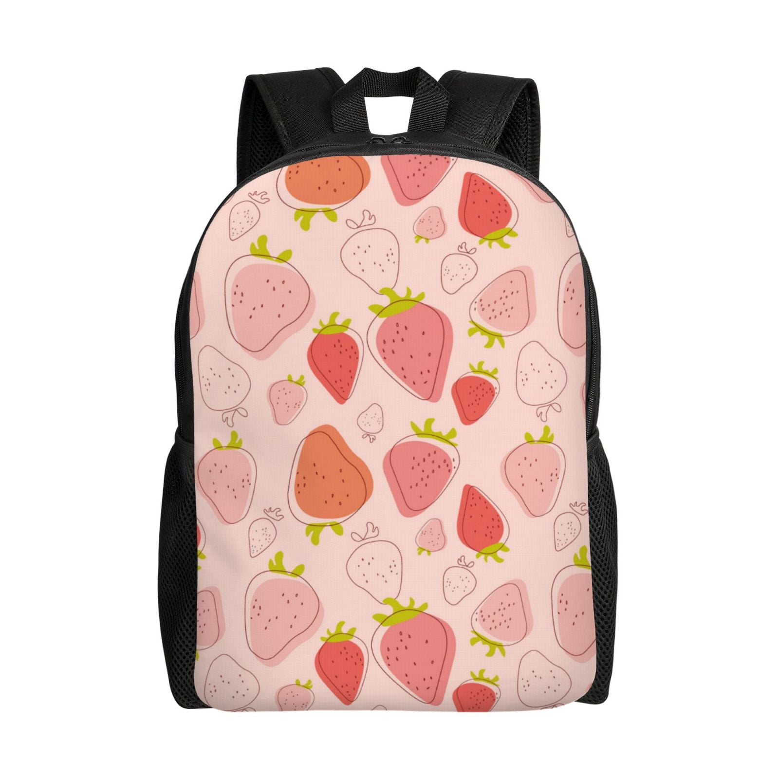 Jgfou Strawberry Print Small Travel Laptop Backpack for Women Men ...