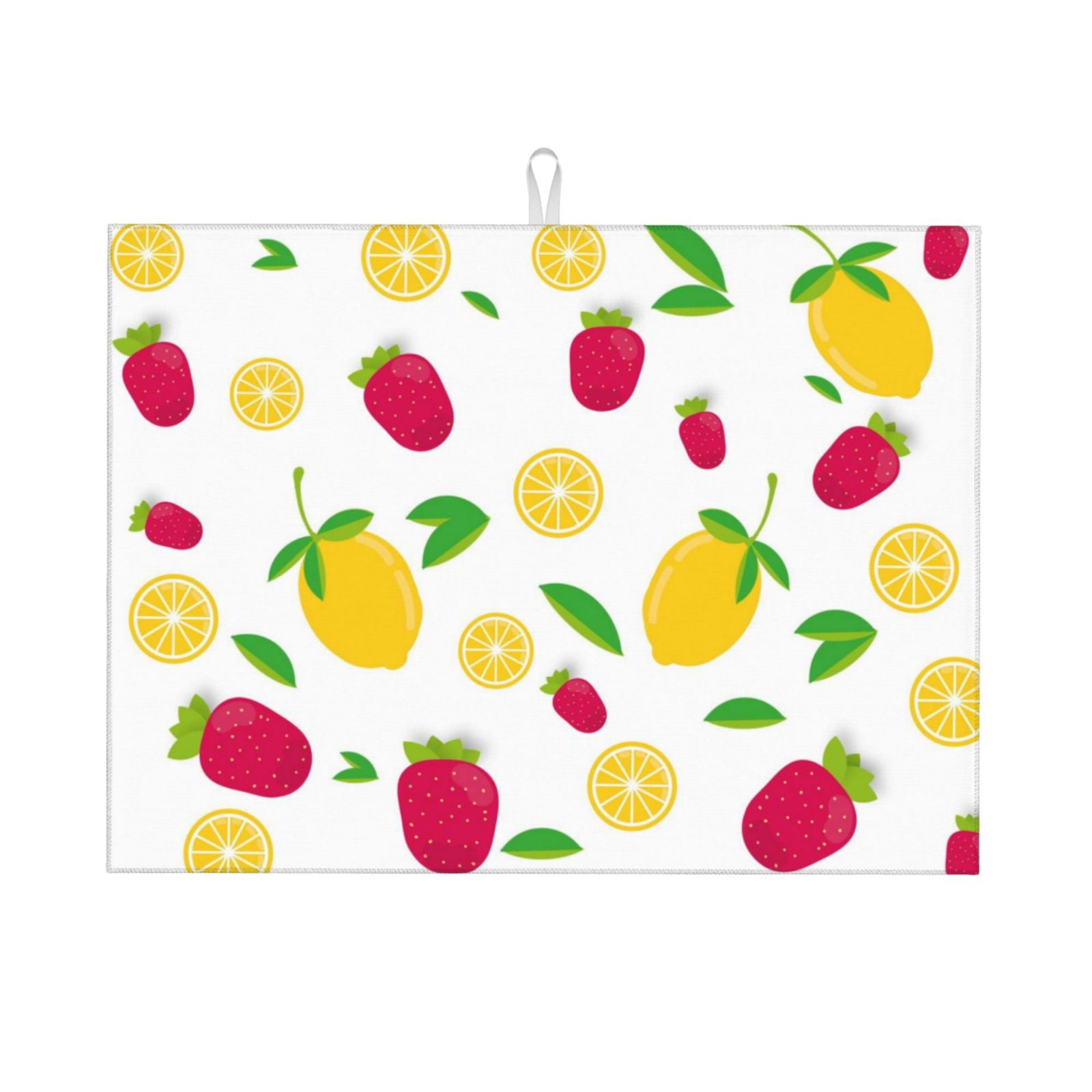 Jgfou Strawberry and Lemon Print Dish Drying Mat Large Dish Drying Mats ...