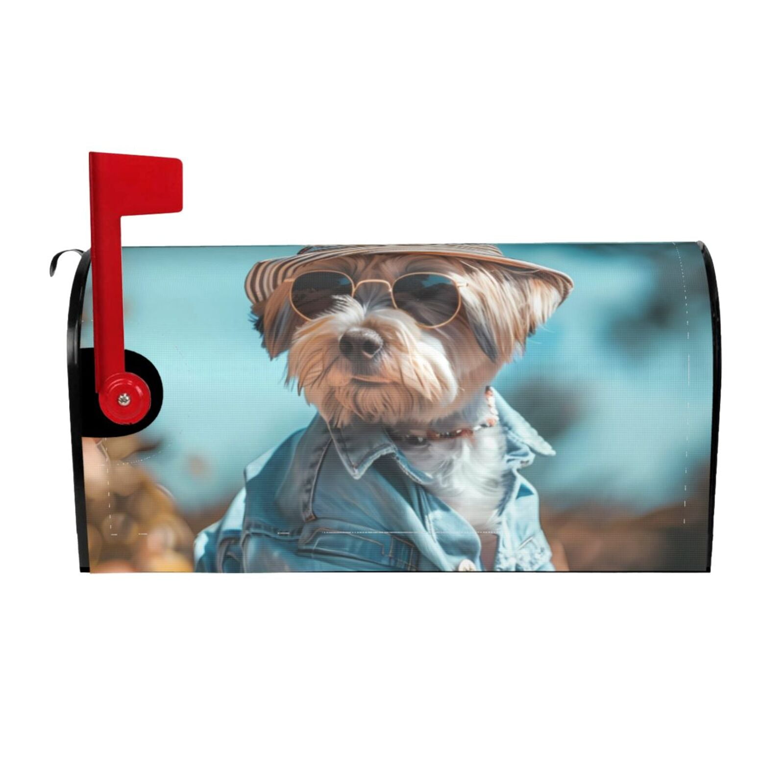 Jgfou Stylish Dog in Denim Outfit Mailbox Covers Magnetic 21x18 in ...