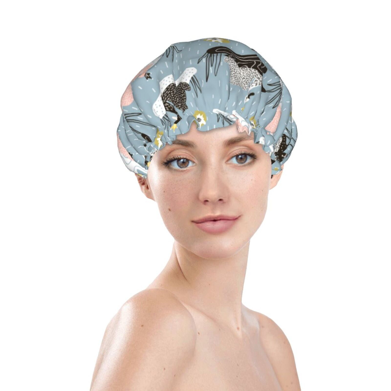 Jgfou Swan Princess On Lake Print Double Waterproof Layers Shower Cap ...