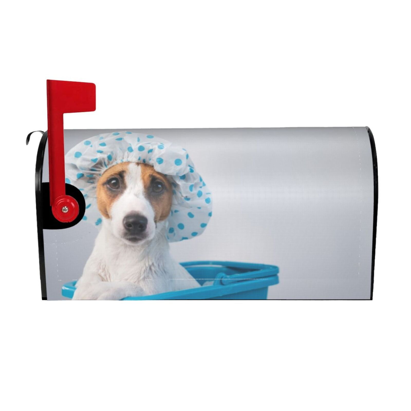 Jgfou Terrier Takes A Bath With Shower Cap Mailbox Covers Magnetic ...