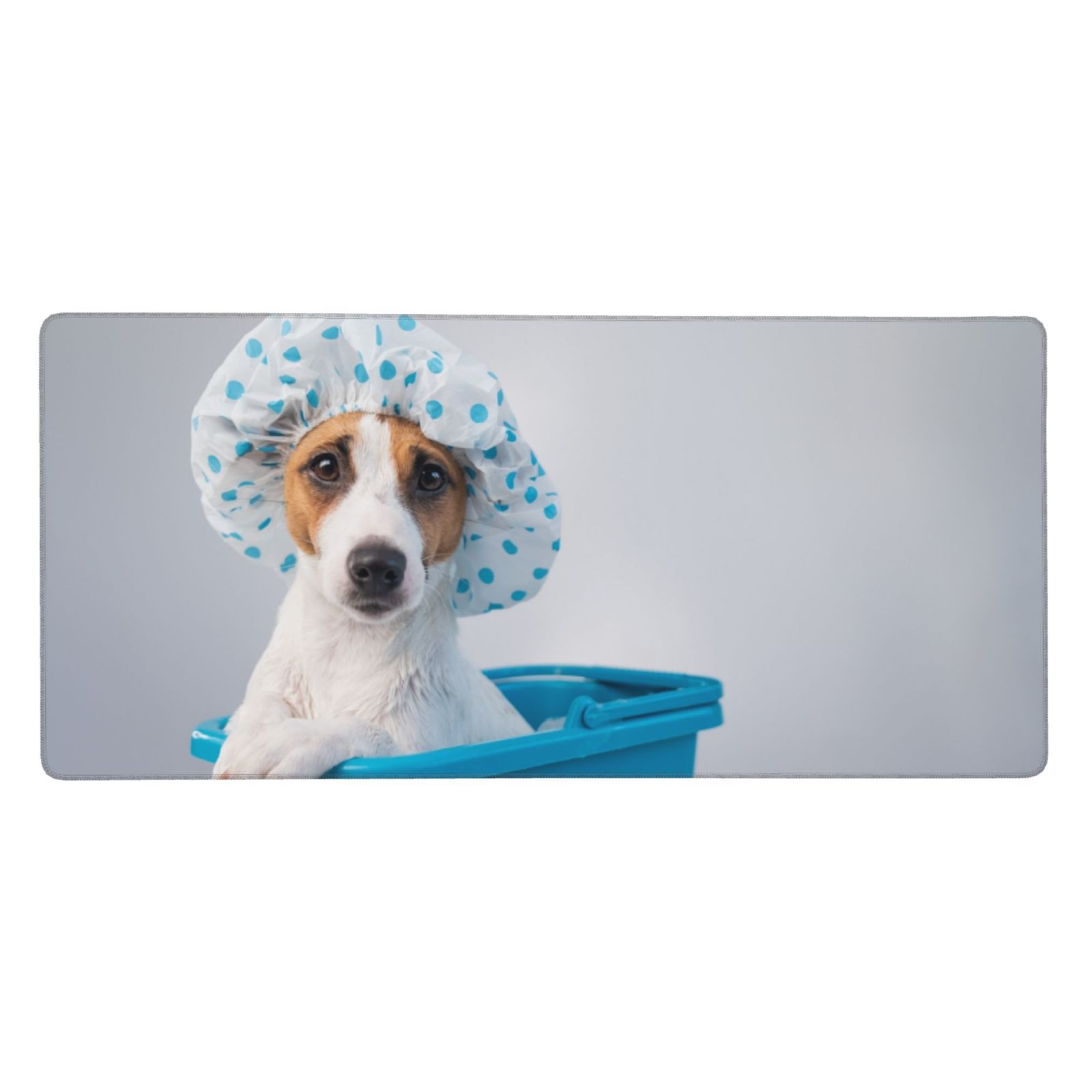 Jgfou Terrier Takes A Bath With Shower Cap Pattern 16x35.5in in Large ...