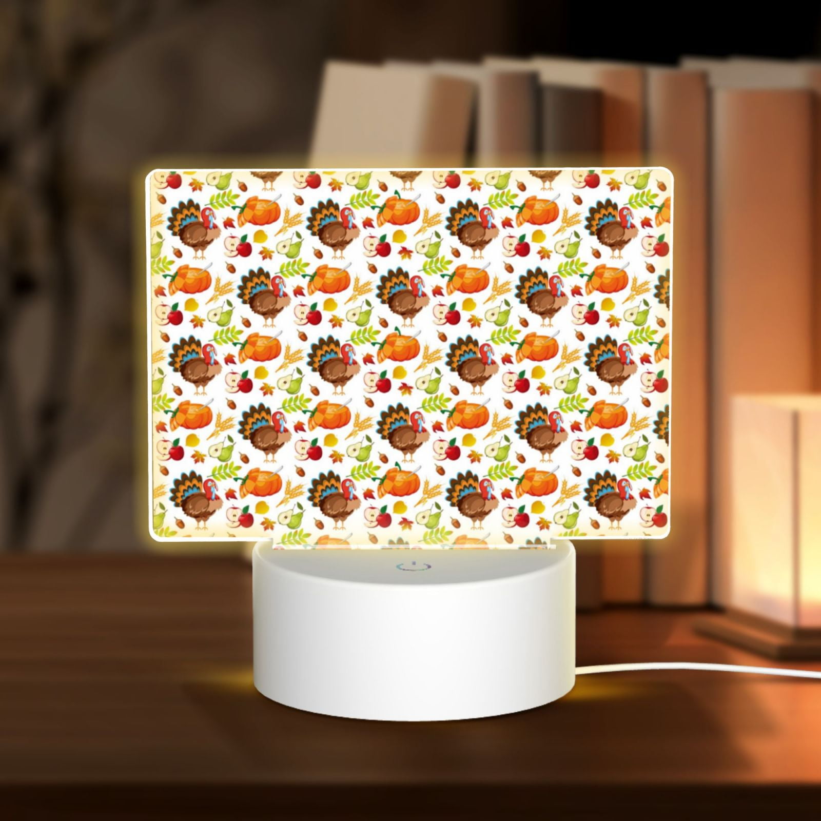 Jgfou Thanksgiving Turkey Rectangular Acrylic Night Light with USB Port ...