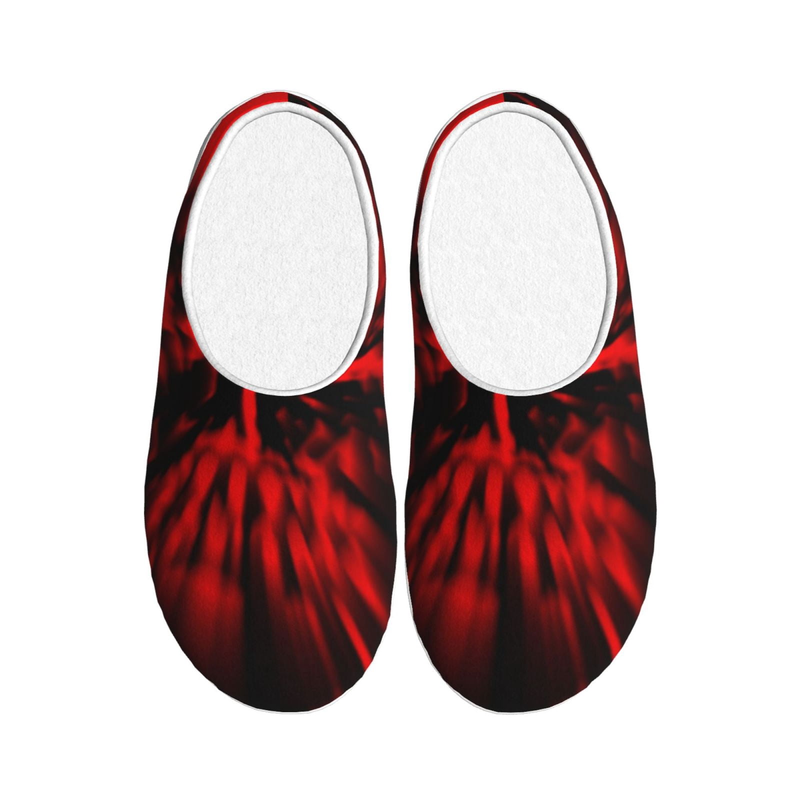 Jgfou The Red Head Skull Print Cotton Slippers, Fuzzy and Cozy Warm Non ...